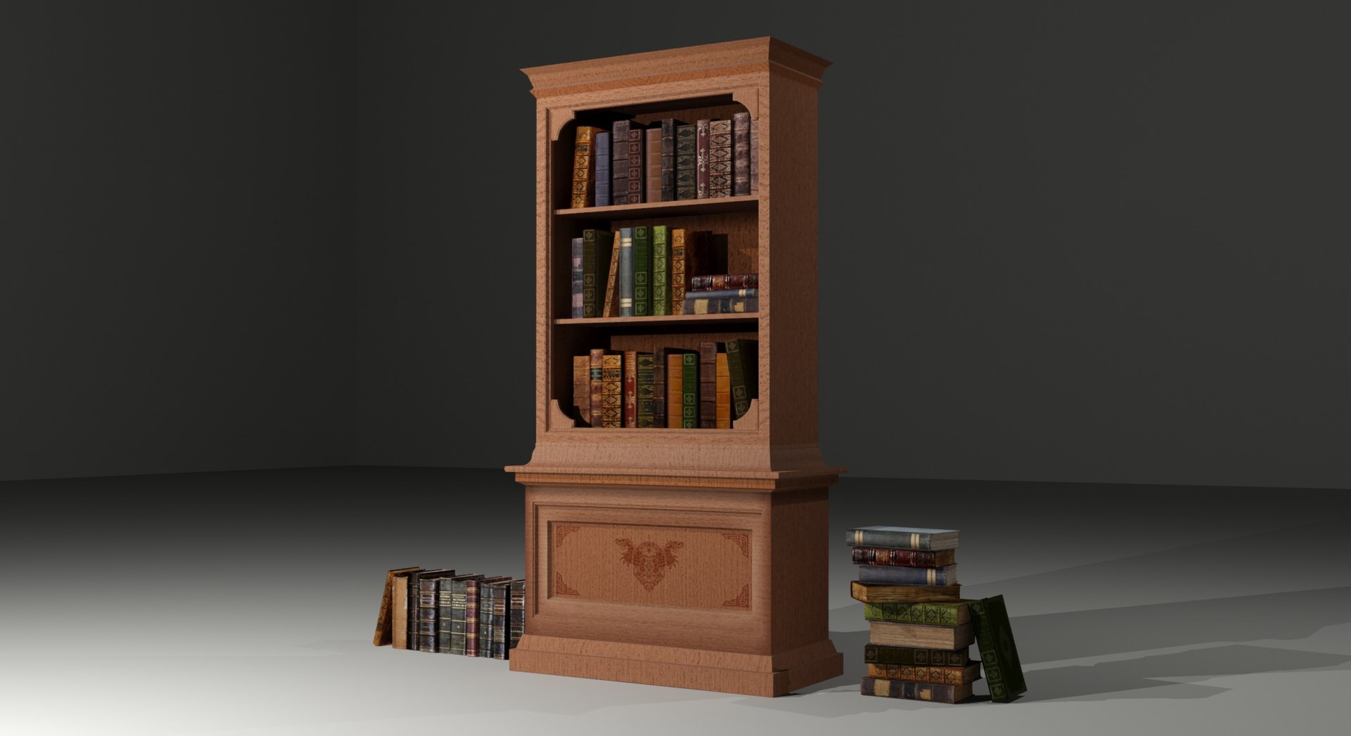 3D Bookcase Books Model - TurboSquid 1522900