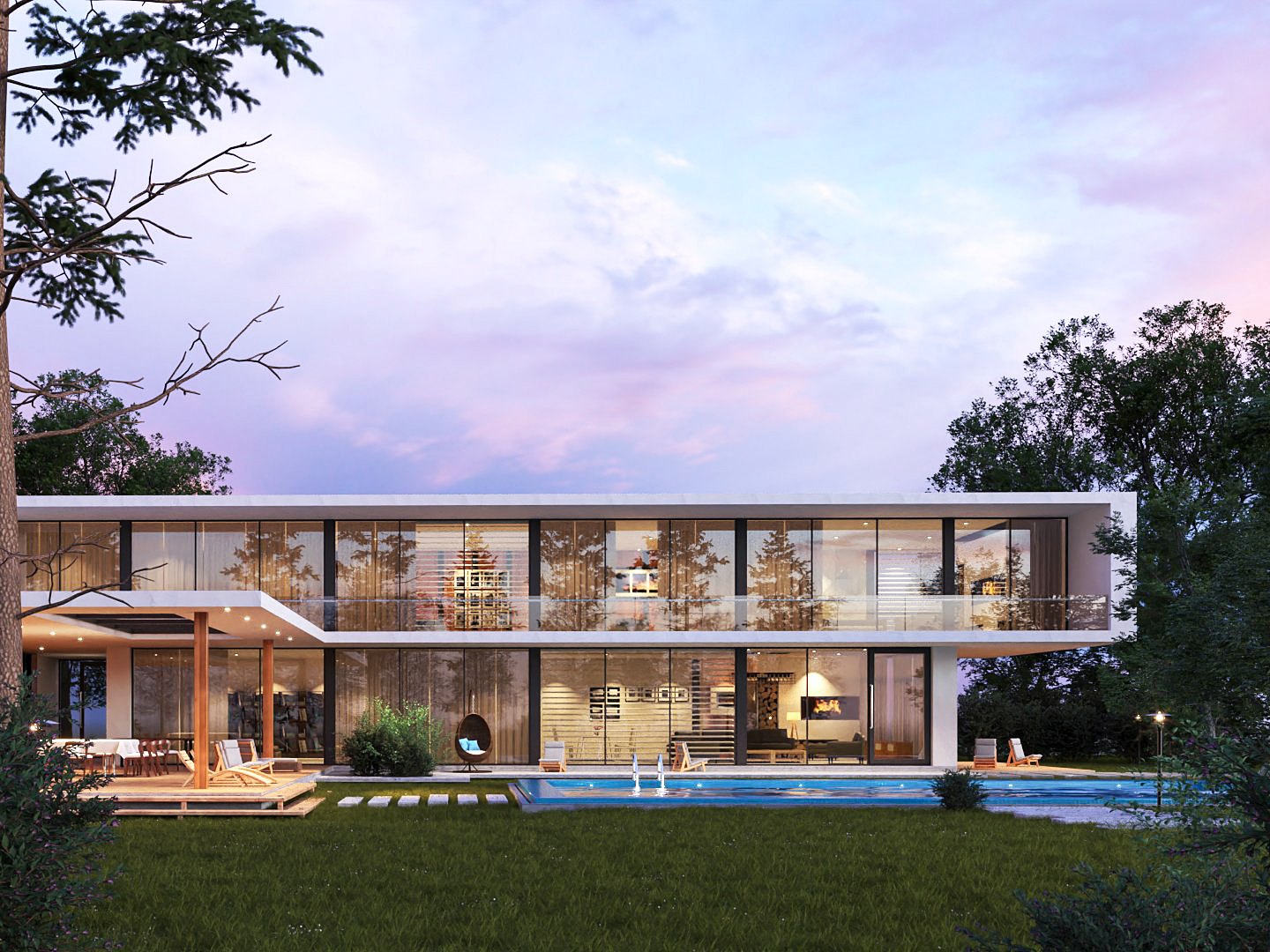 Exterior House Collection - Sunset and Night lighting setup 3D model ...