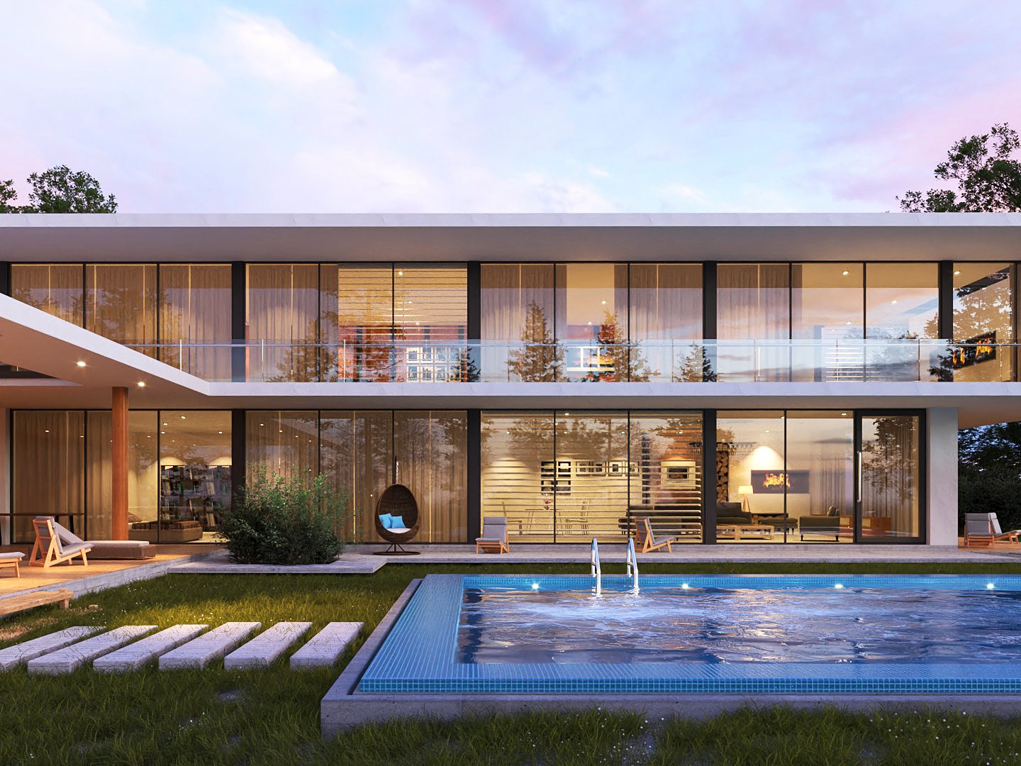 Exterior House Collection - Sunset and Night lighting setup 3D model ...