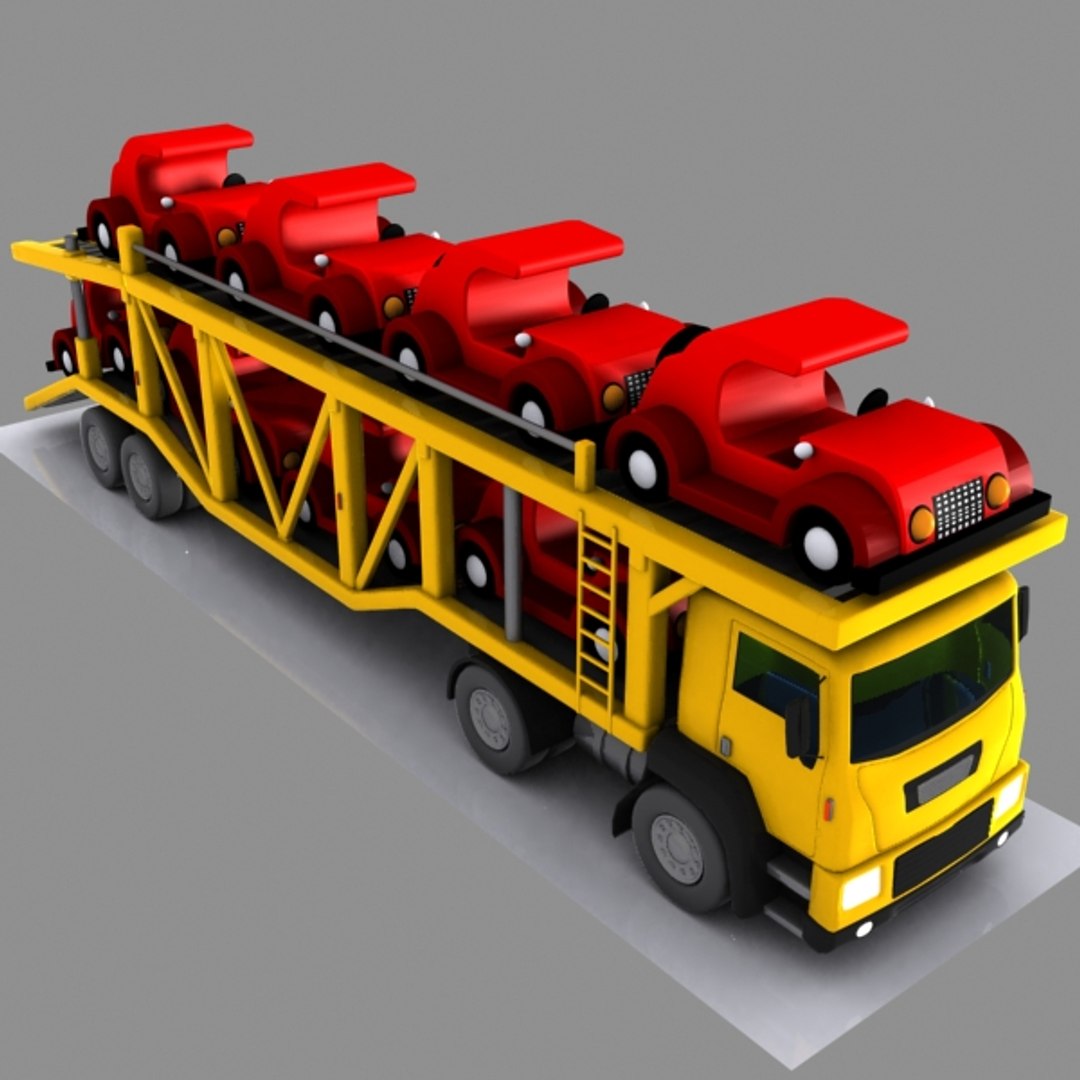 3d Cartoon Car Carrier Model