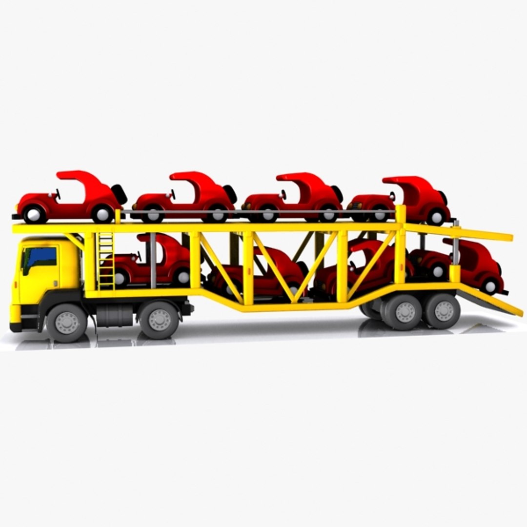 3d Cartoon Car Carrier Model