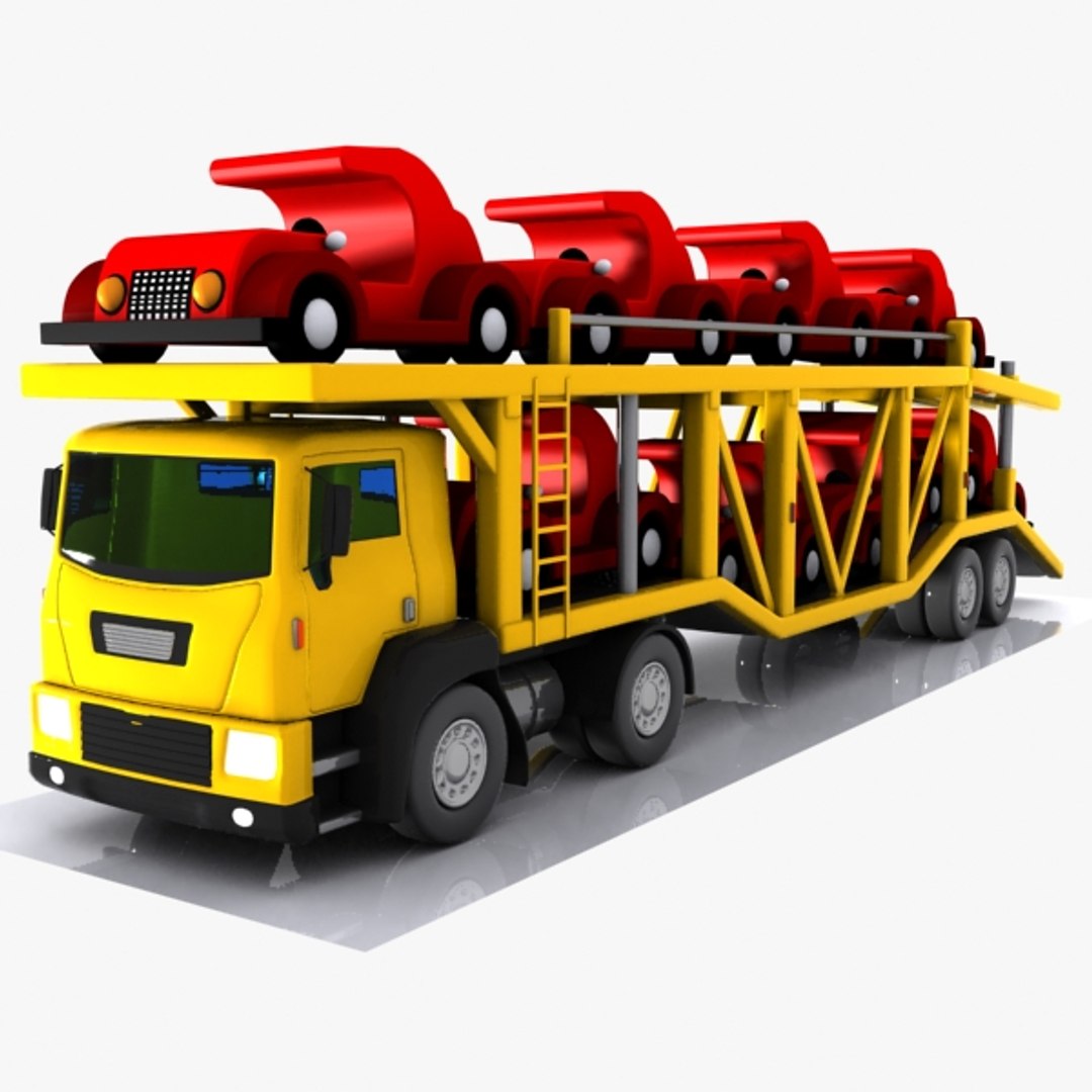 3d Cartoon Car Carrier Model
