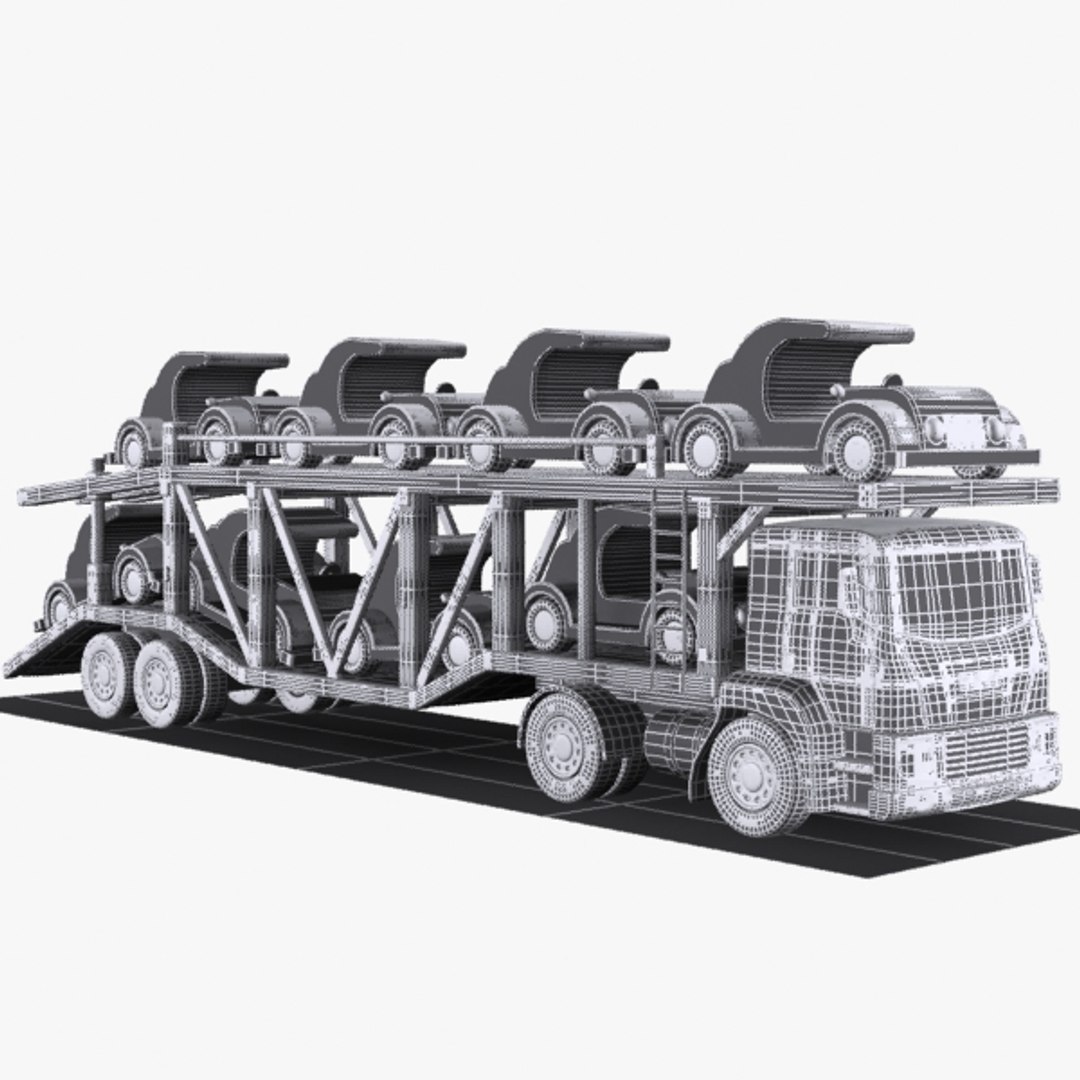3d Cartoon Car Carrier Model