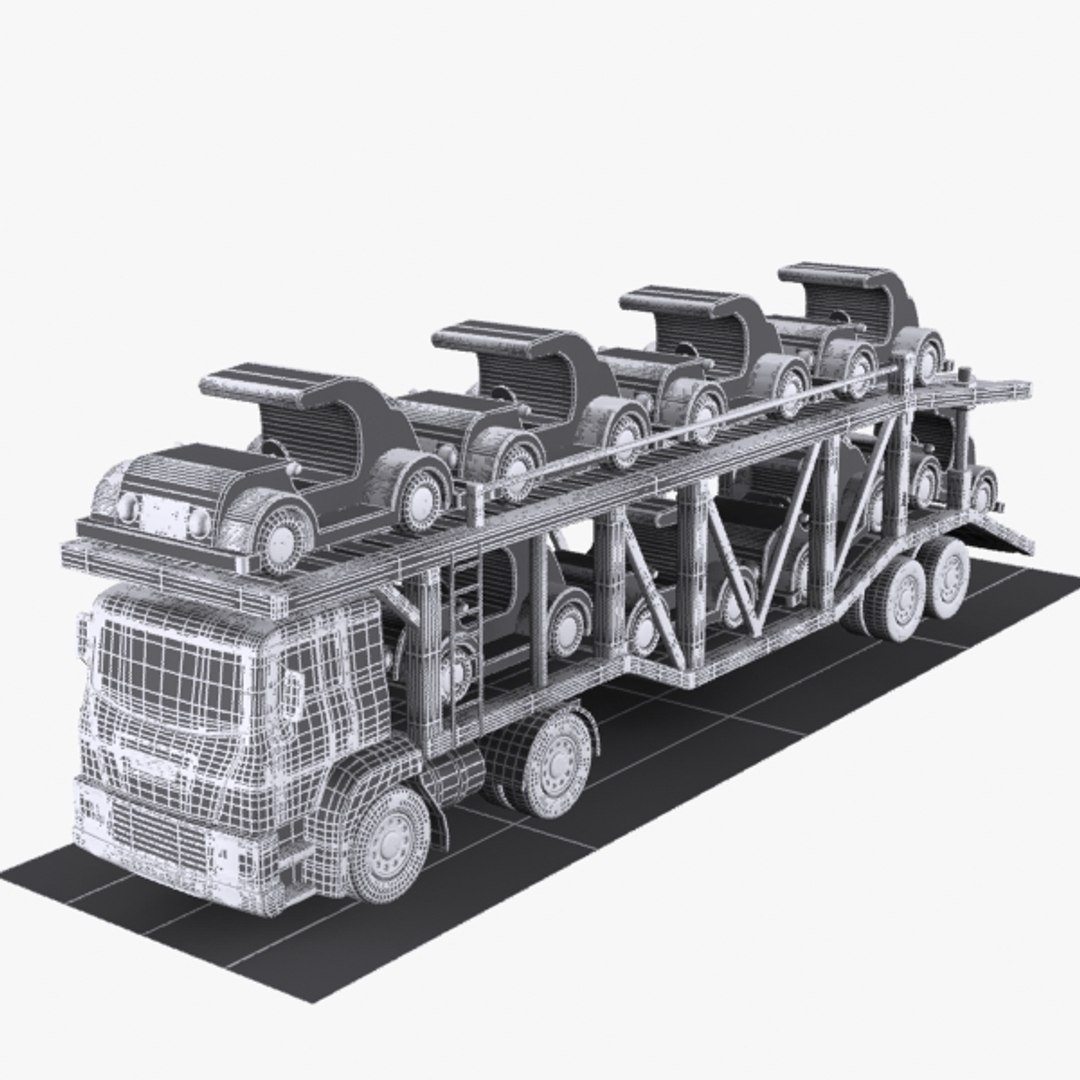 3d Cartoon Car Carrier Model