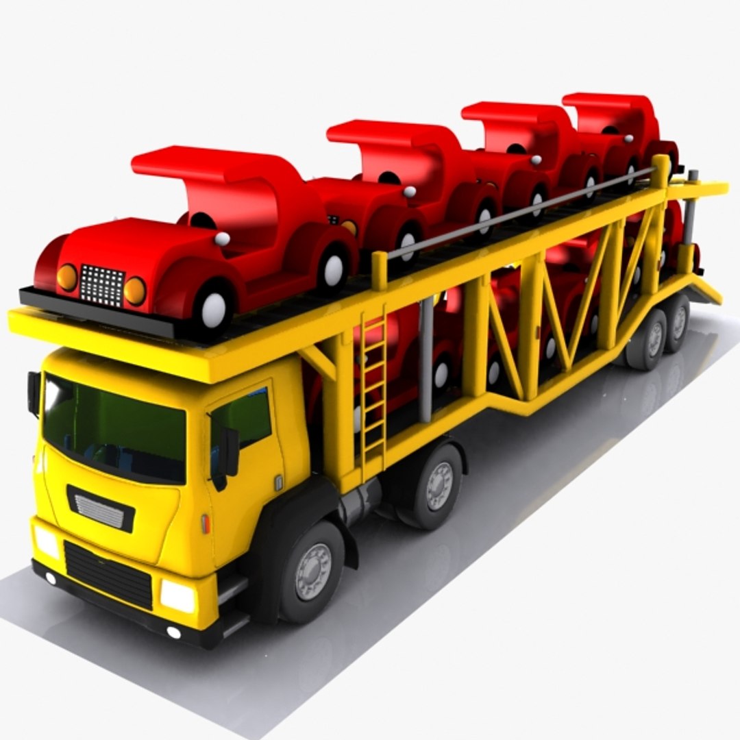 3d Cartoon Car Carrier Model