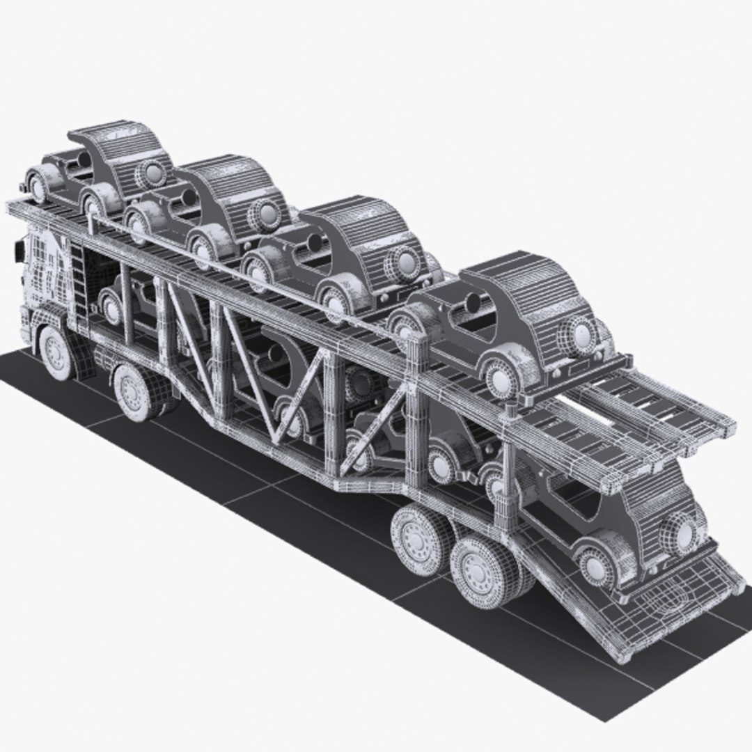 3d Cartoon Car Carrier Model