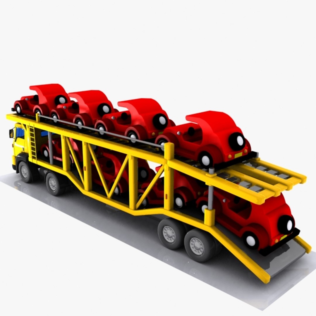 3d Cartoon Car Carrier Model