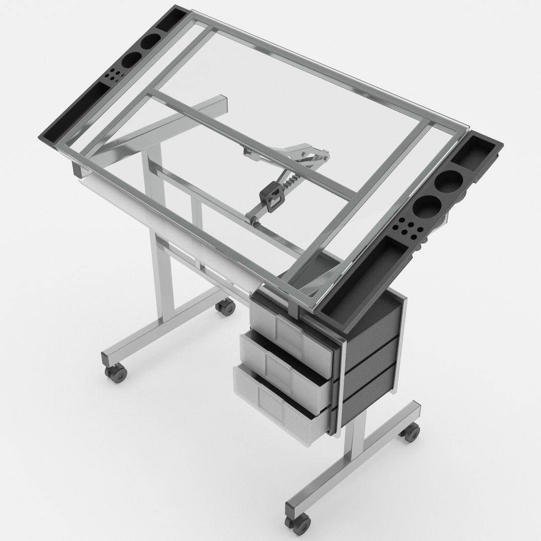 Vision Station Glass Drafting Table 3ds