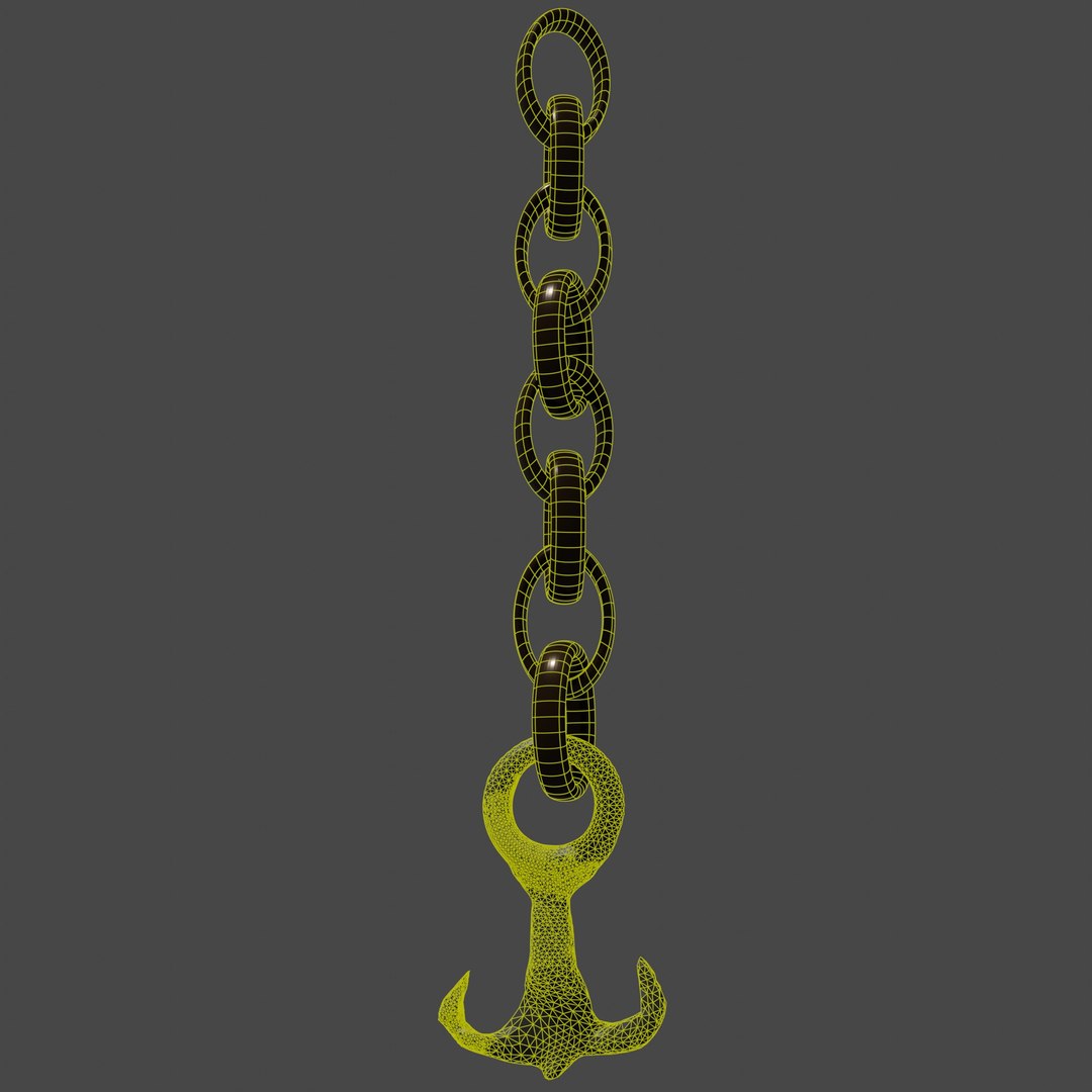 3D Model Rusty Anchor With Gold Chain - TurboSquid 2214966