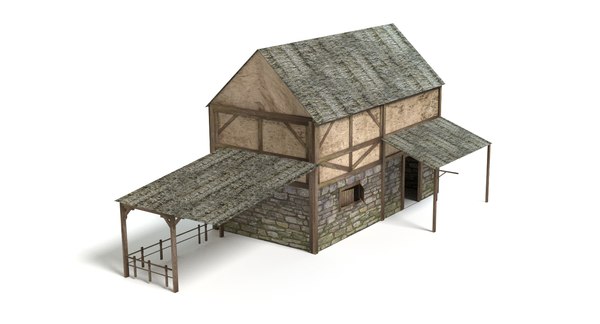 3d model set medieval houses