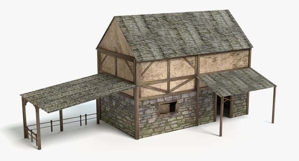 3d model set medieval houses