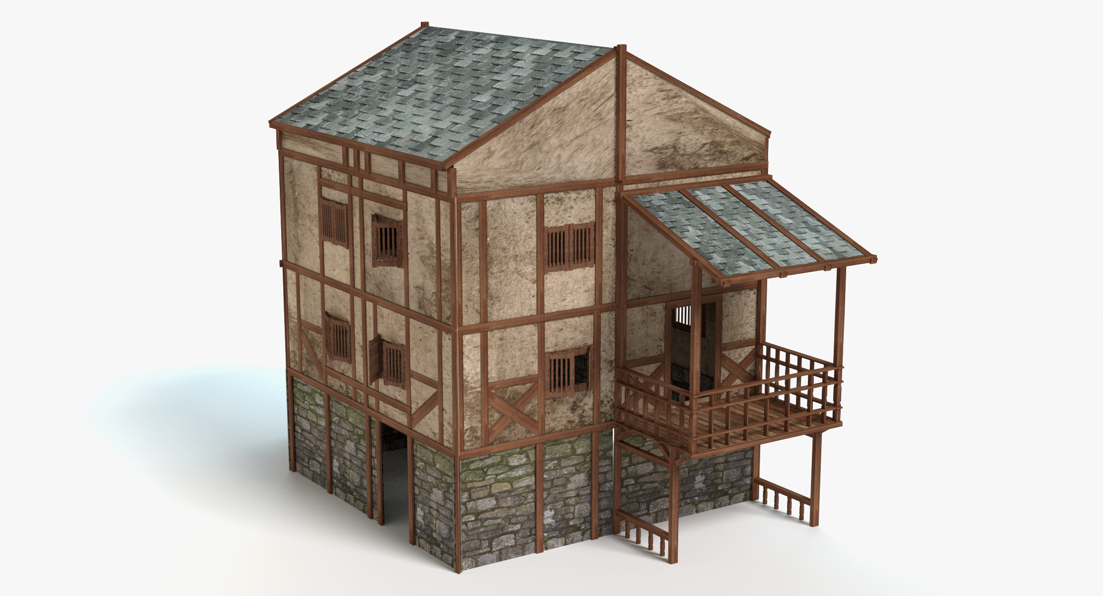 3d model set medieval houses