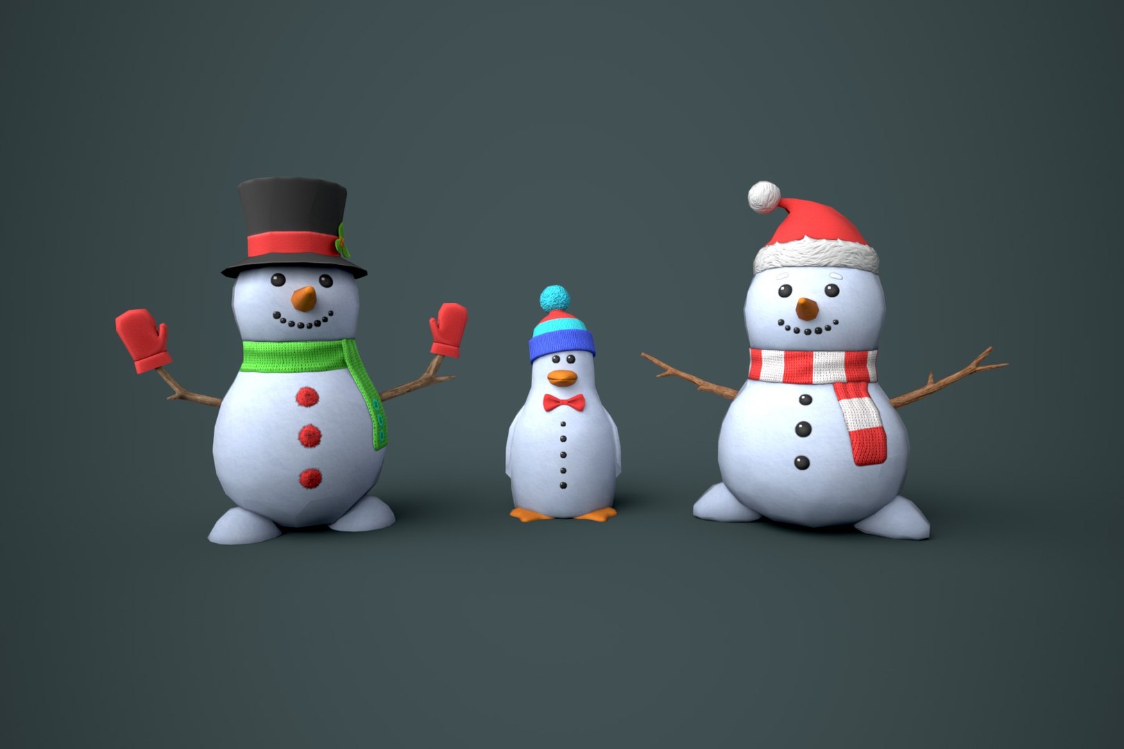 3D Snowmen Snow - TurboSquid 1353231