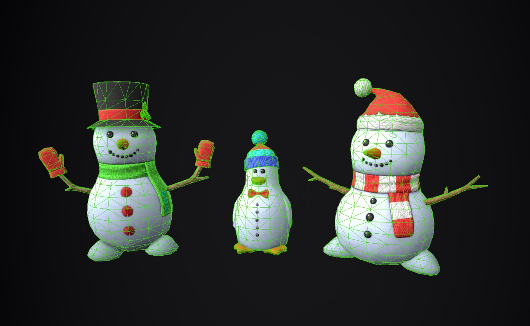 3D Snowmen Snow - TurboSquid 1353231