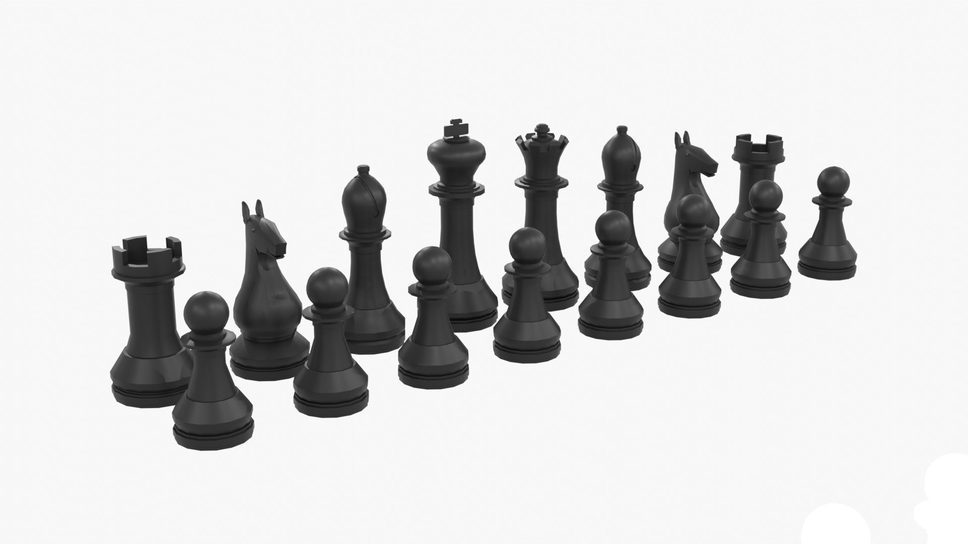 Chess Pieces Full Set Black And White 3D - TurboSquid 2152686