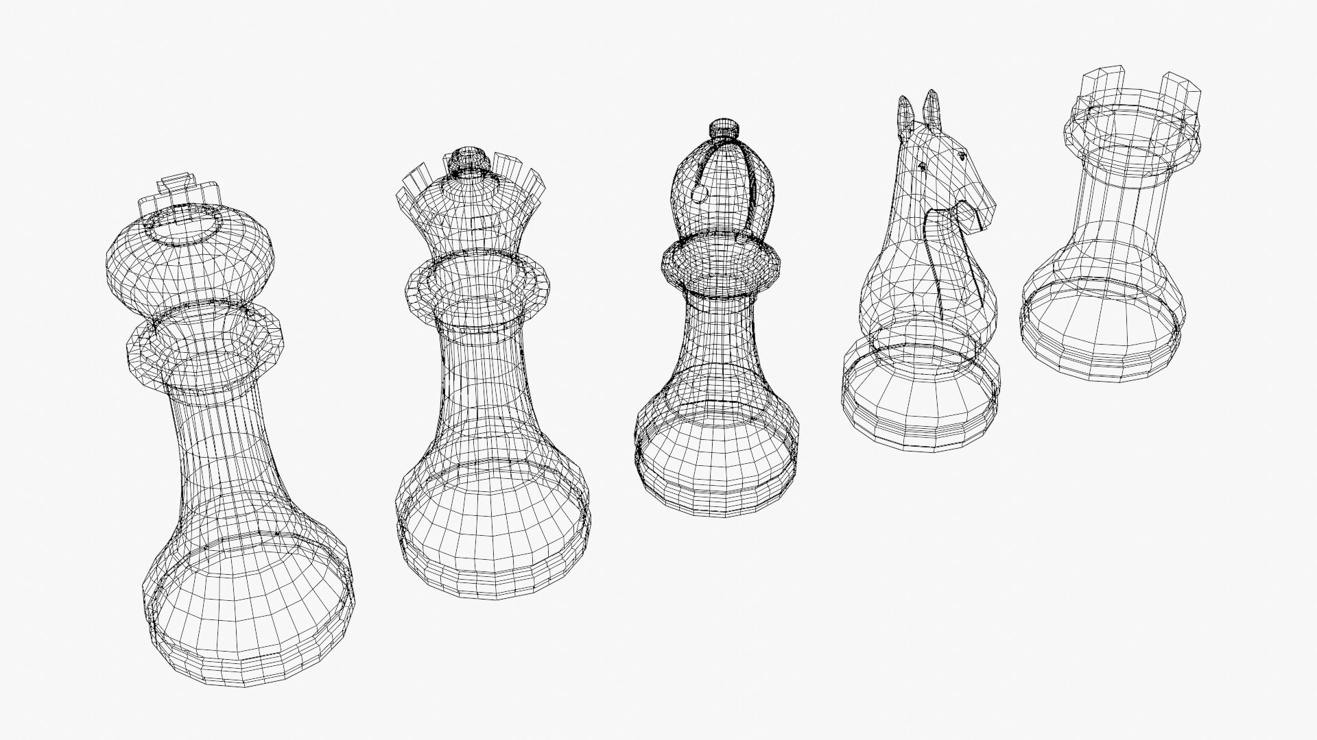 Chess Pieces Full Set Black And White 3D - TurboSquid 2152686