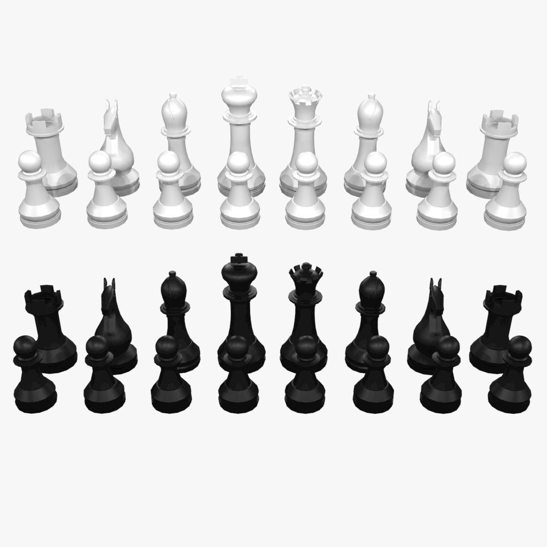 Chess Pieces Full Set Black And White 3D - TurboSquid 2152686