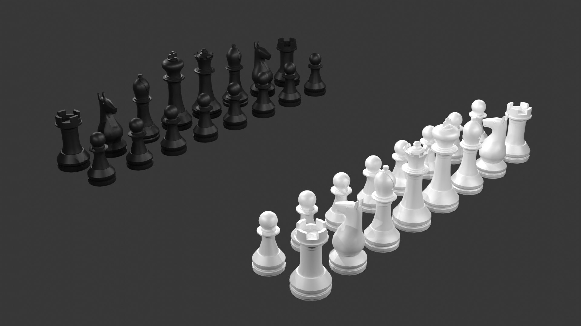 Chess Pieces Full Set Black And White 3D - TurboSquid 2152686