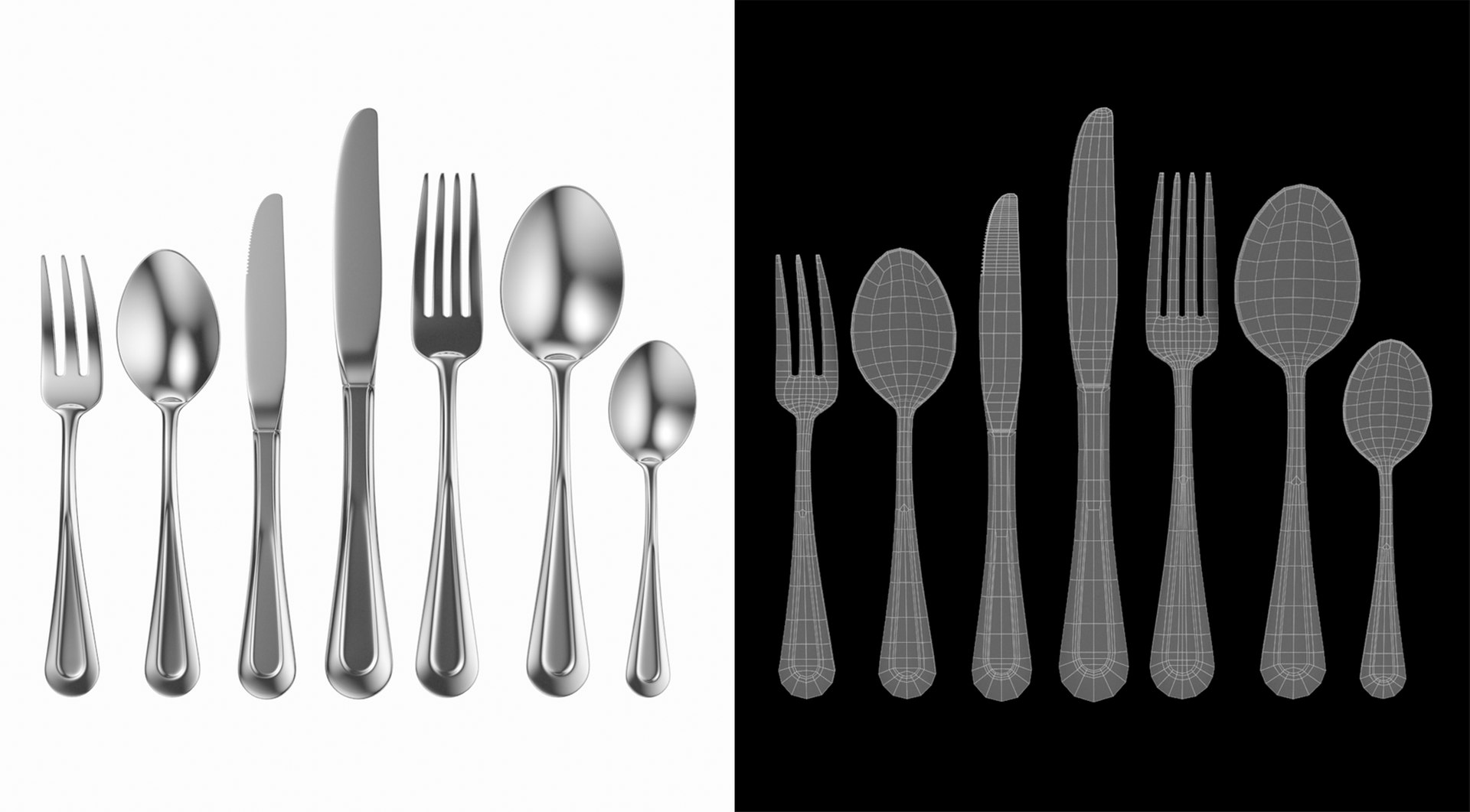 3D Classic Cutlery Set 7 Pieces COLLECTION - TurboSquid 2204401