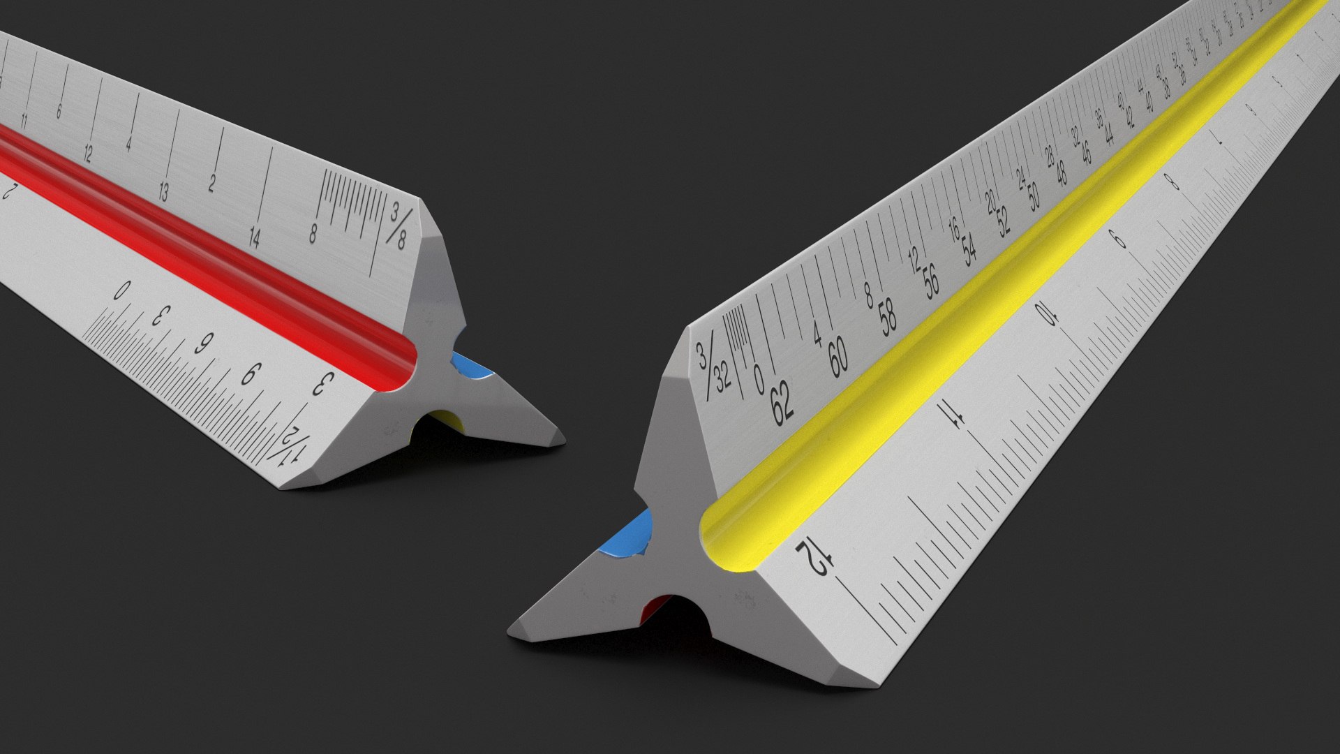 Technical Triangular Scale Ruler Model - TurboSquid 2360020