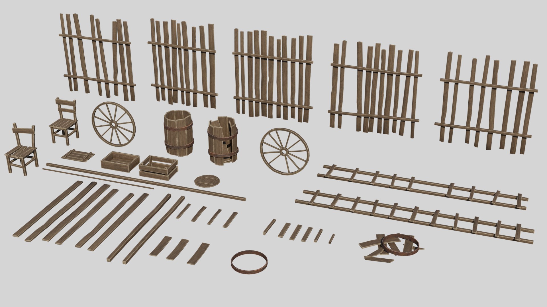 Modular Wooden Props Model - TurboSquid 1749836