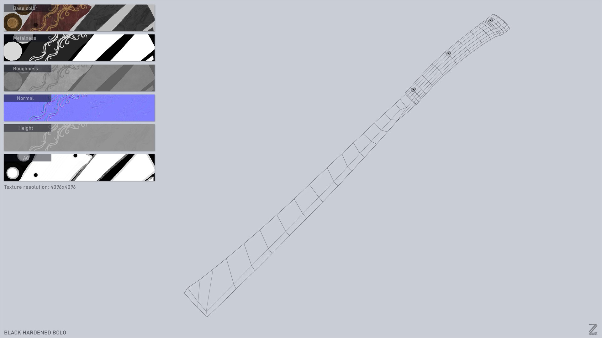 3D Black Hardened Bolo Model - TurboSquid 2234795