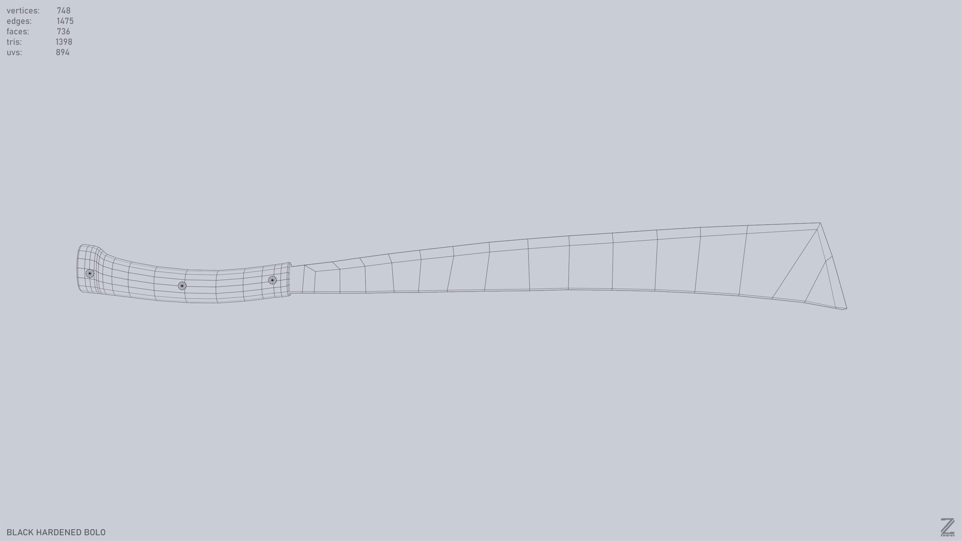 3D Black Hardened Bolo Model - TurboSquid 2234795