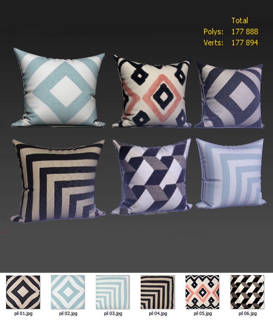 Decorative Pillows Set 155 3D Model - TurboSquid 1938759