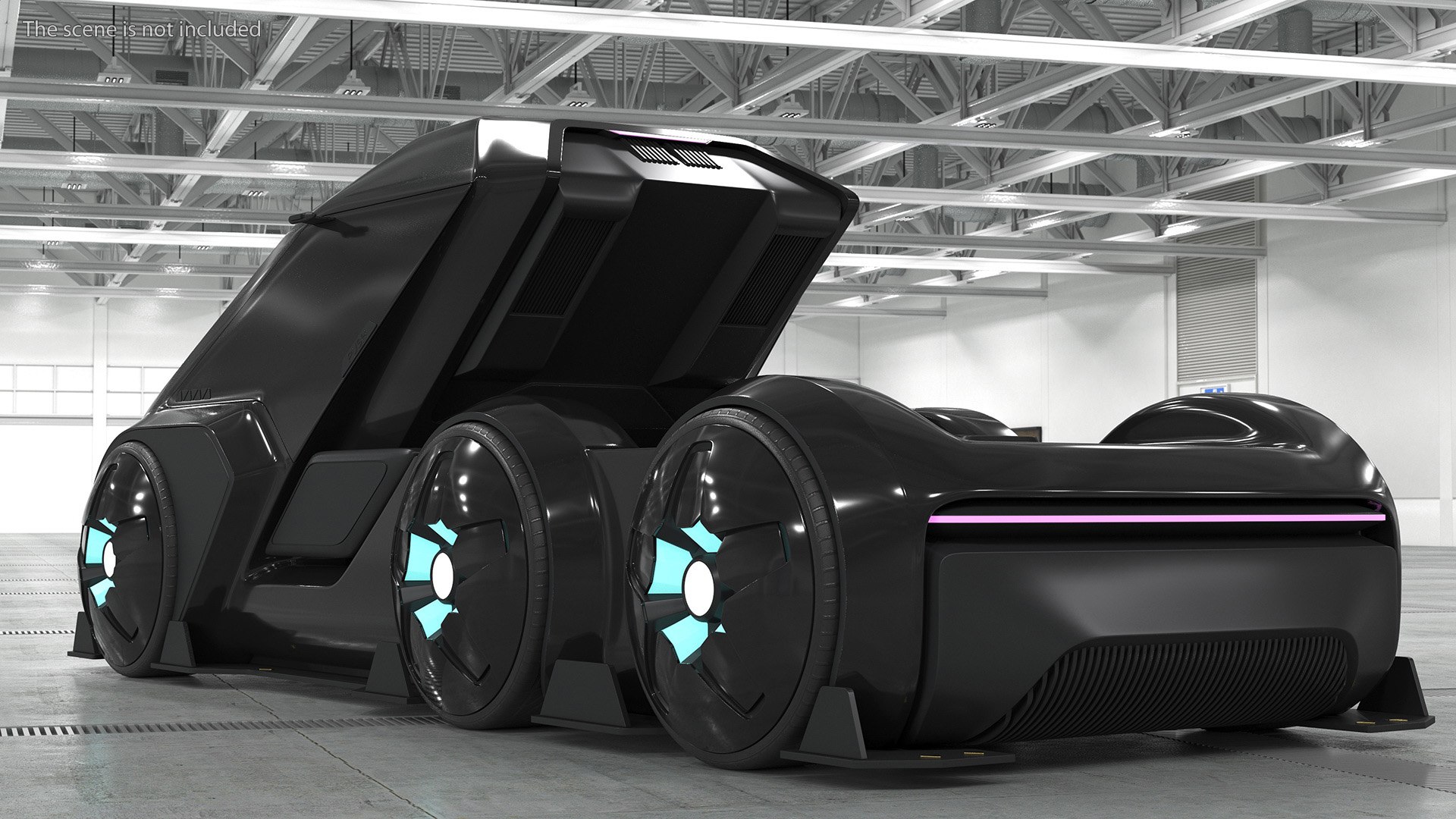 3D Science Fiction Truck Black - TurboSquid 2174290