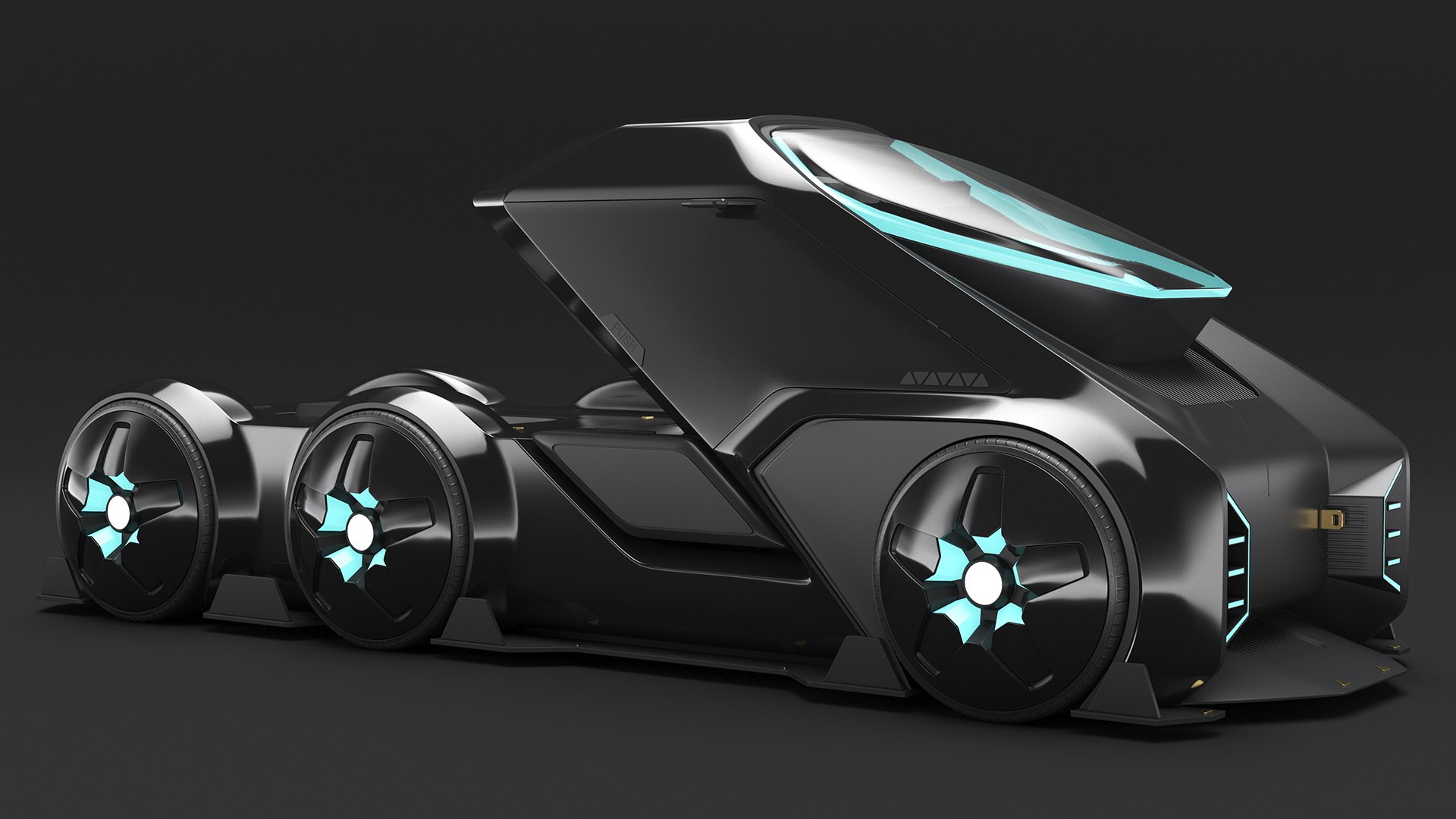 3D Science Fiction Truck Black - TurboSquid 2174290