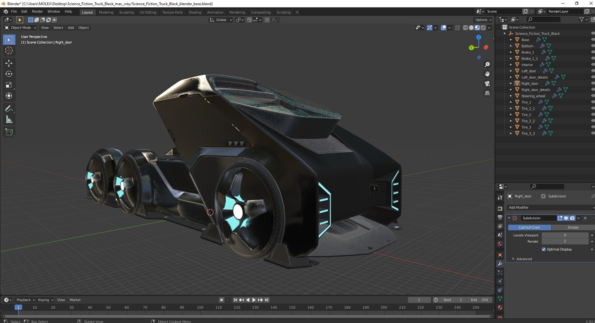 3D Science Fiction Truck Black - TurboSquid 2174290