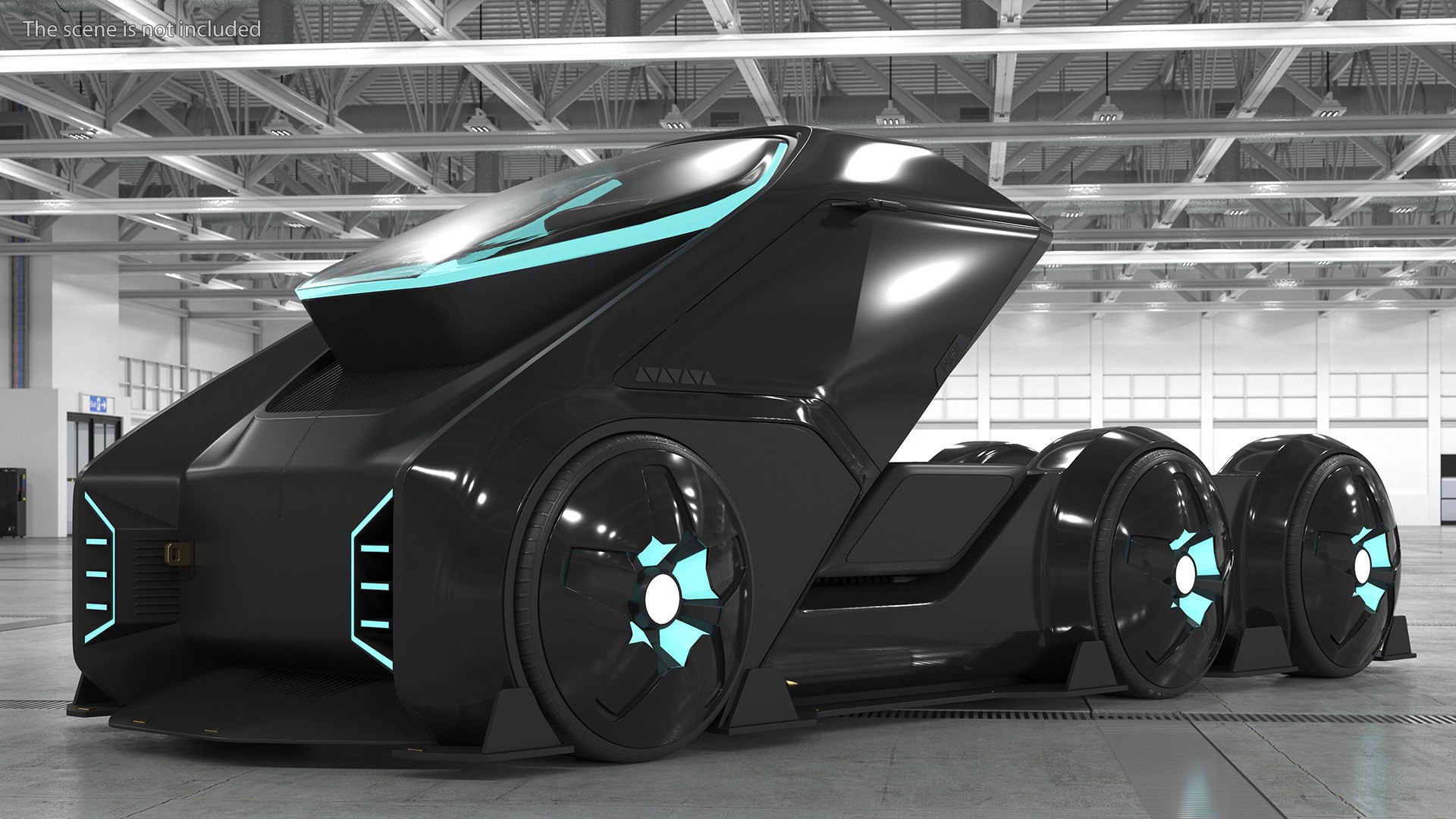 3D Science Fiction Truck Black - TurboSquid 2174290