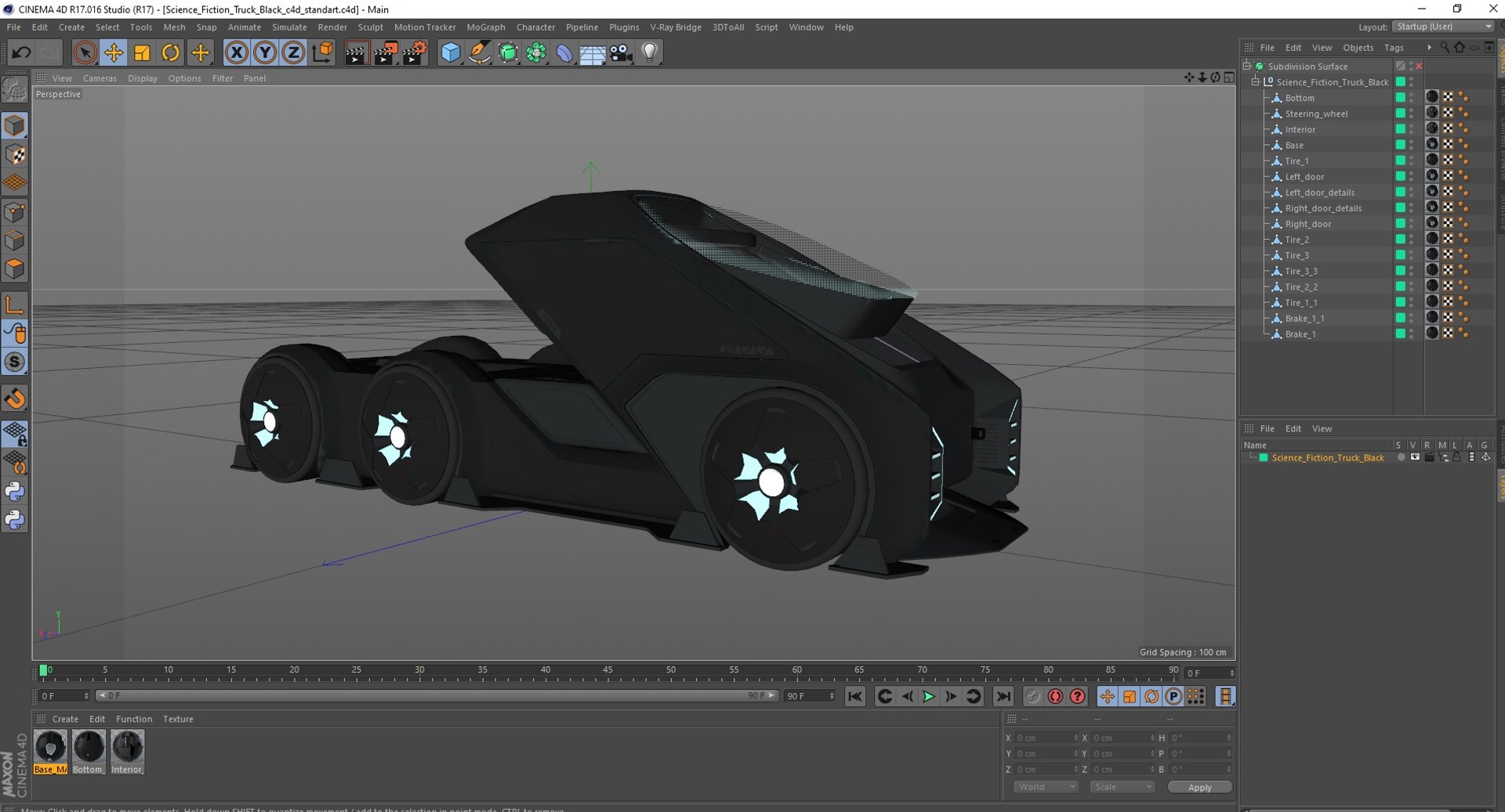 3D Science Fiction Truck Black - TurboSquid 2174290