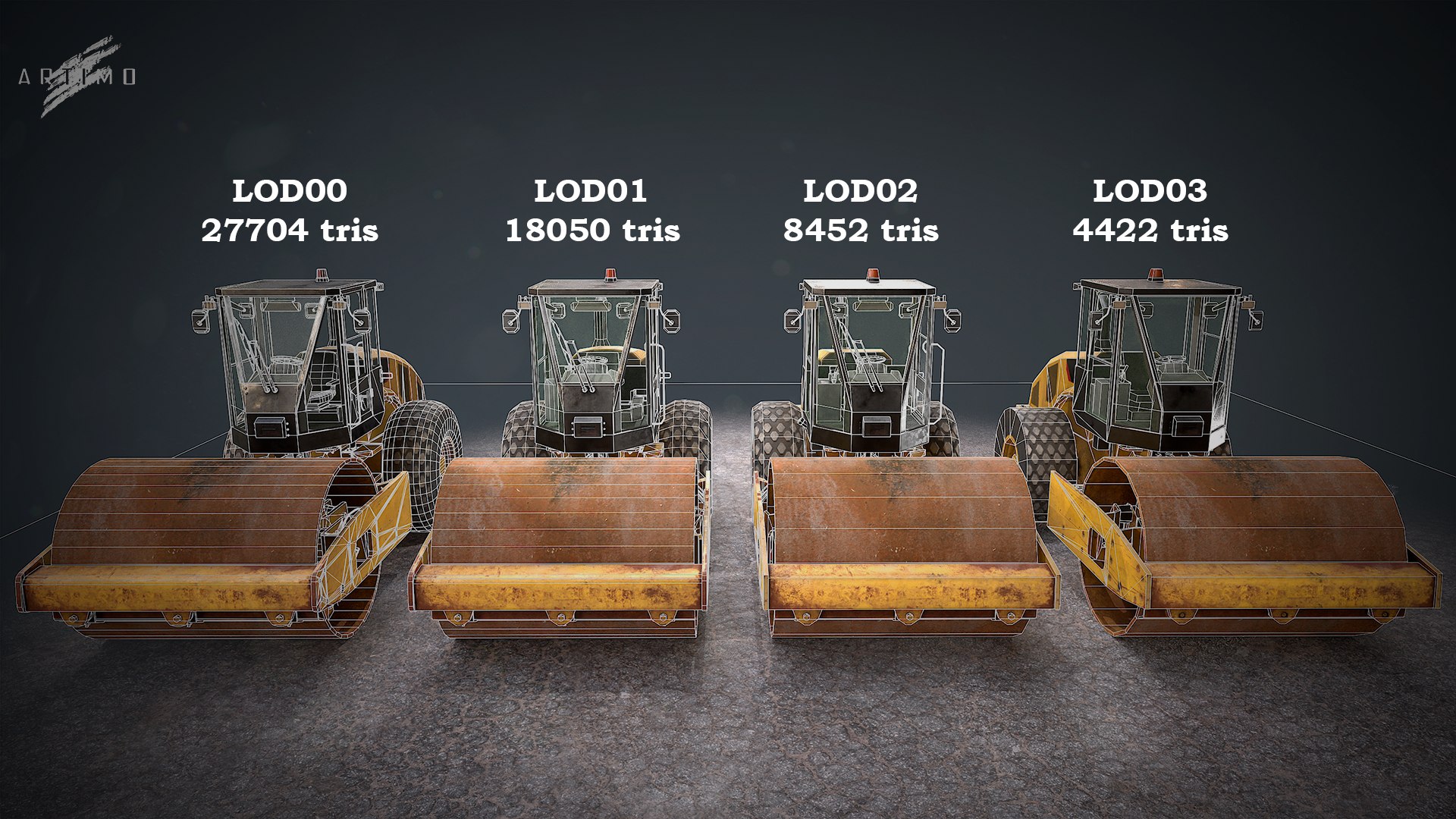 3D Road Roller Cs65 Game Ready Model - TurboSquid 1734563