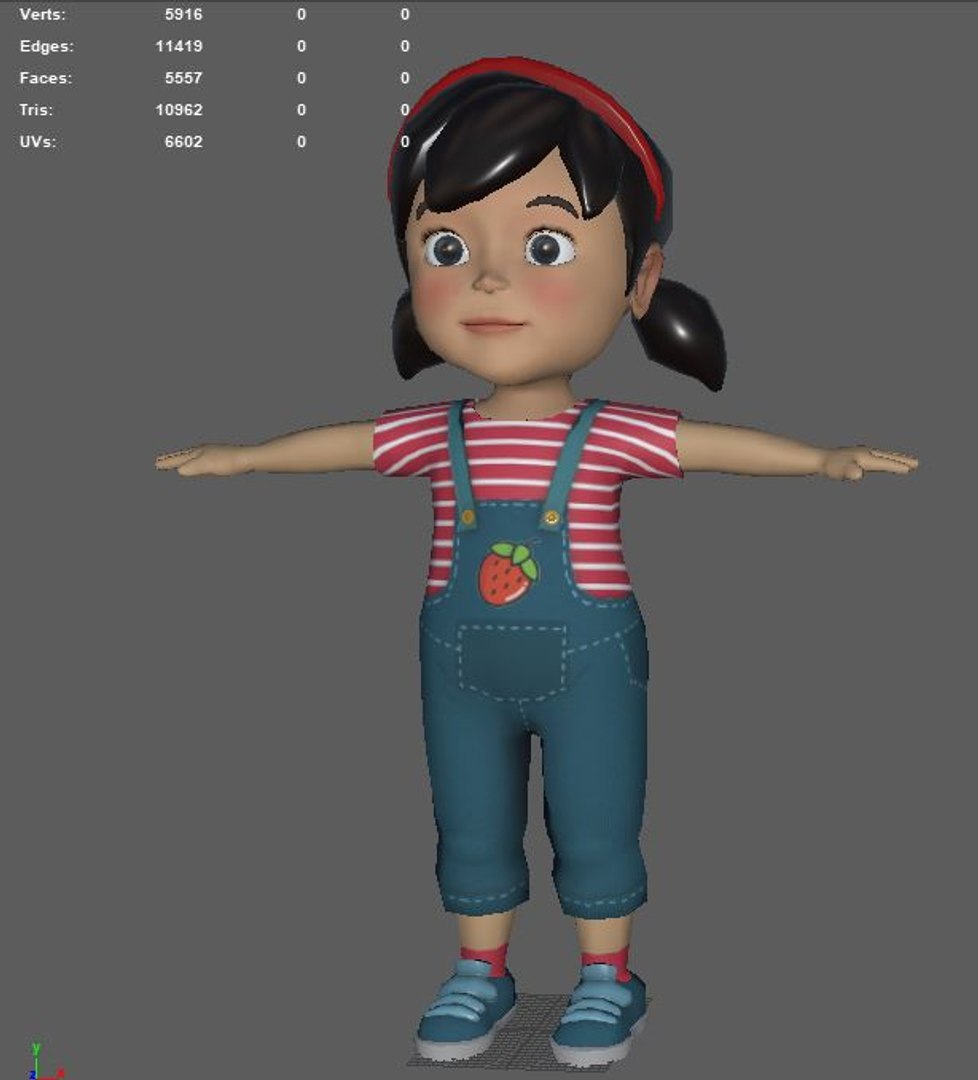 Cartoon Style Children Girl 3D Model - TurboSquid 1597585