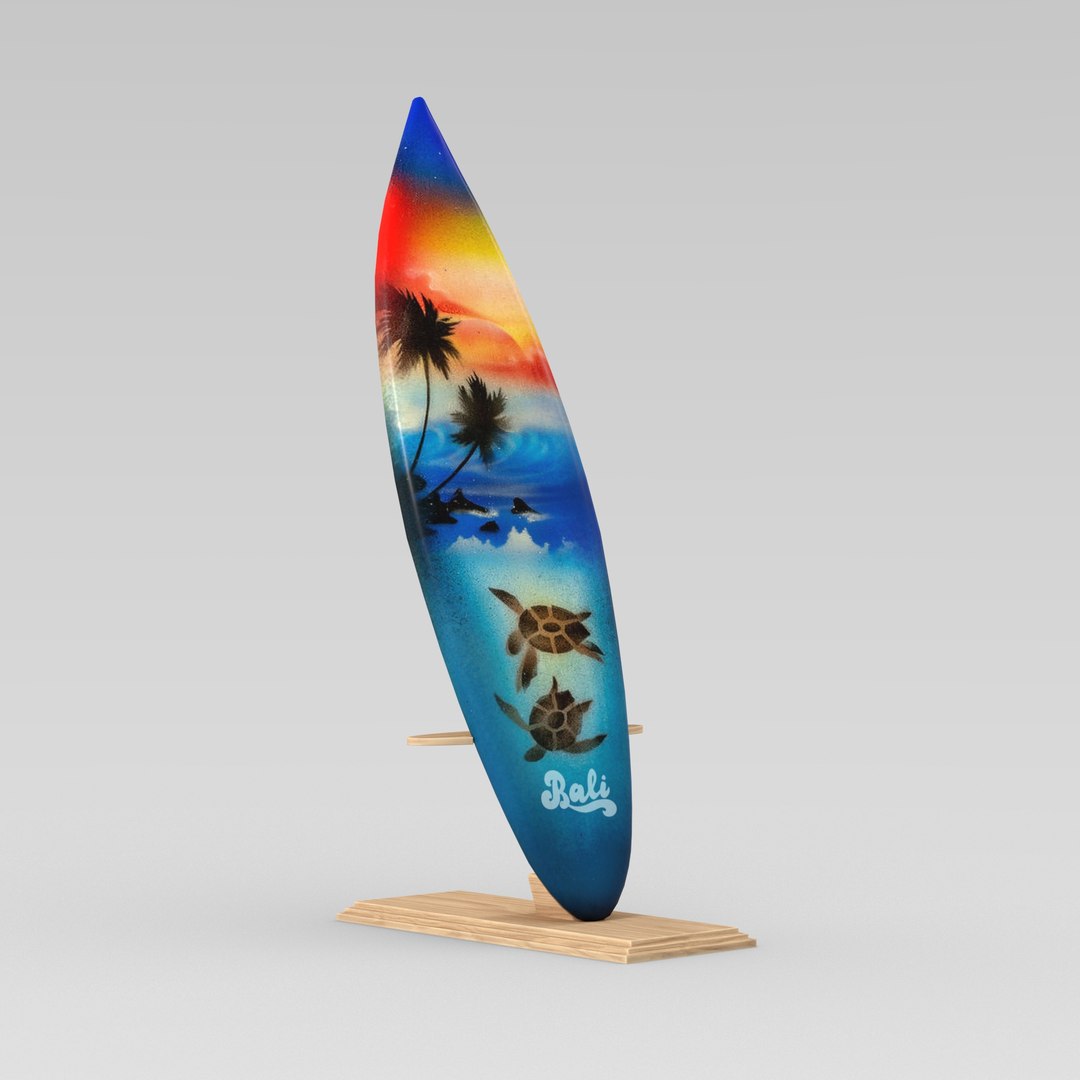 Surfboard Souvenir Hand-Painted Balinese Prop 3D - TurboSquid 2406889