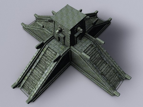3d aztec temple stairs model