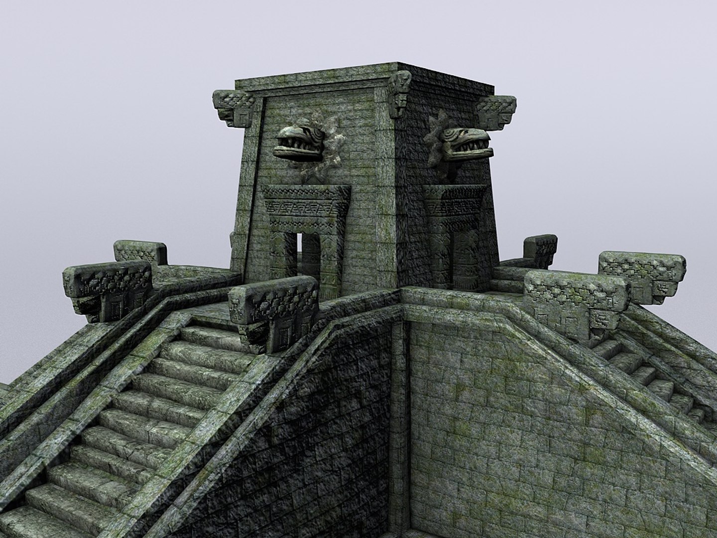 3d Aztec Temple Stairs Model