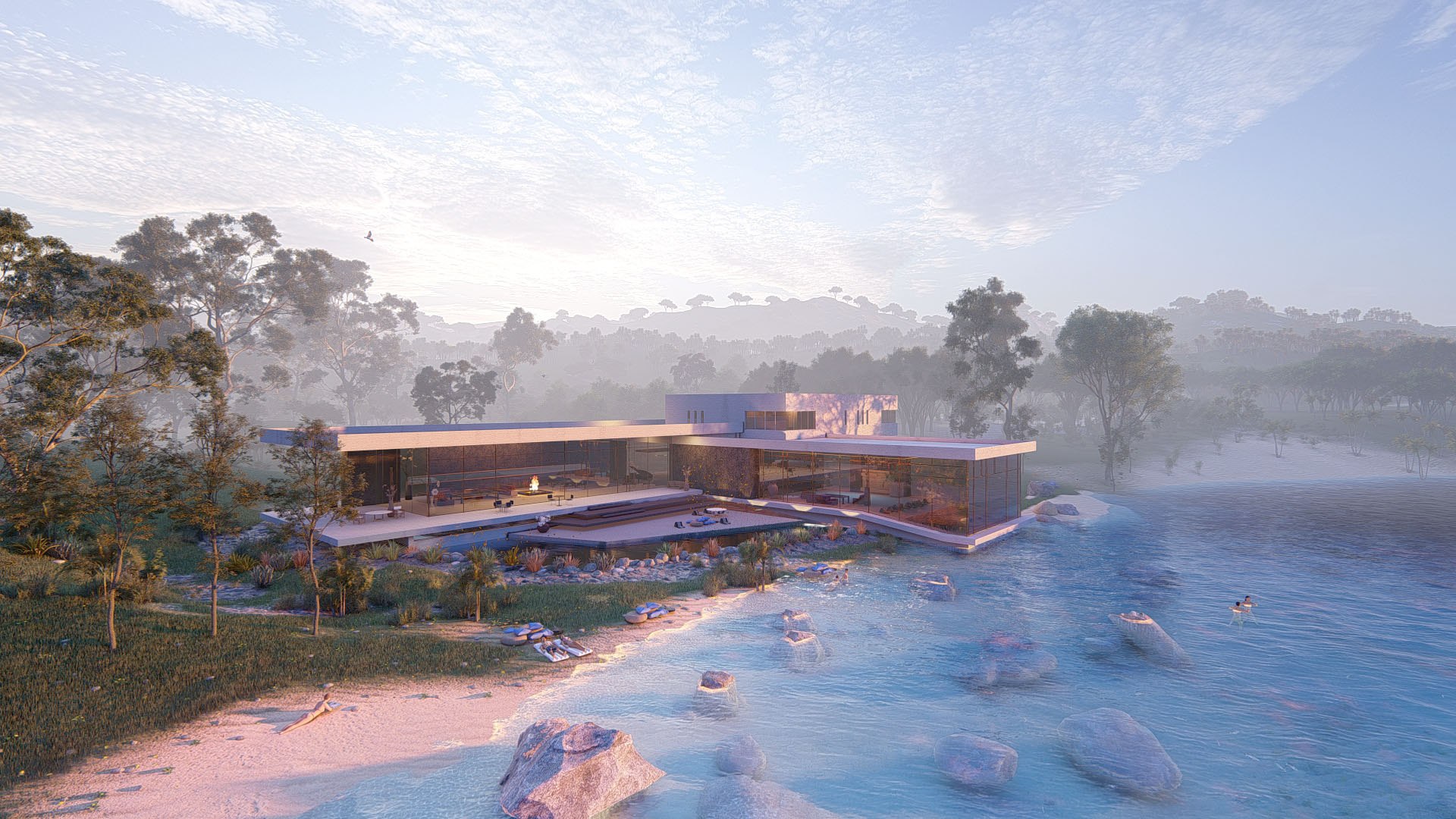 Super Modern Beach Luxury Villa House Revit N Lumion Building Model ...