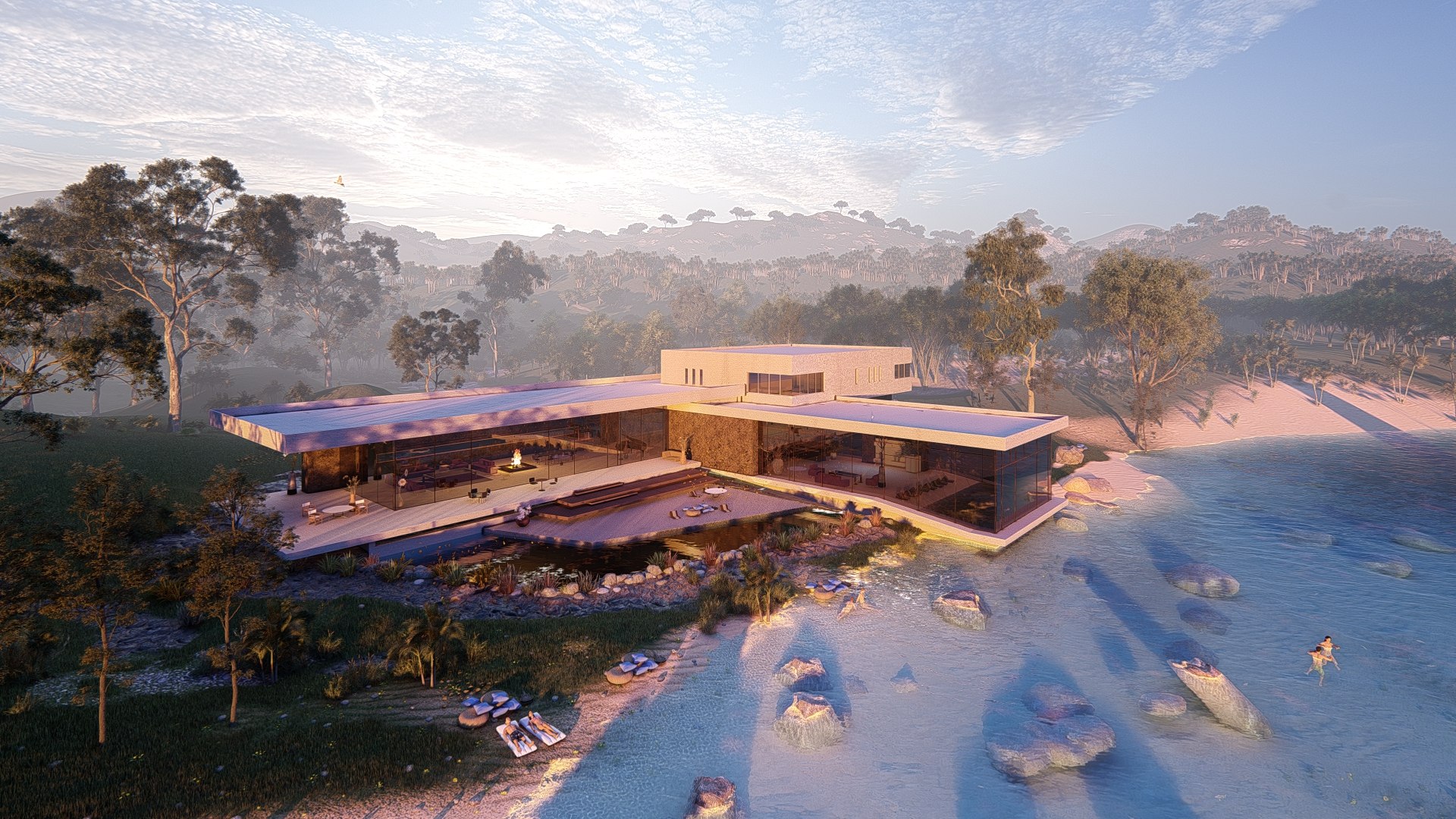 Super modern beach luxury villa house Revit n Lumion building model ...