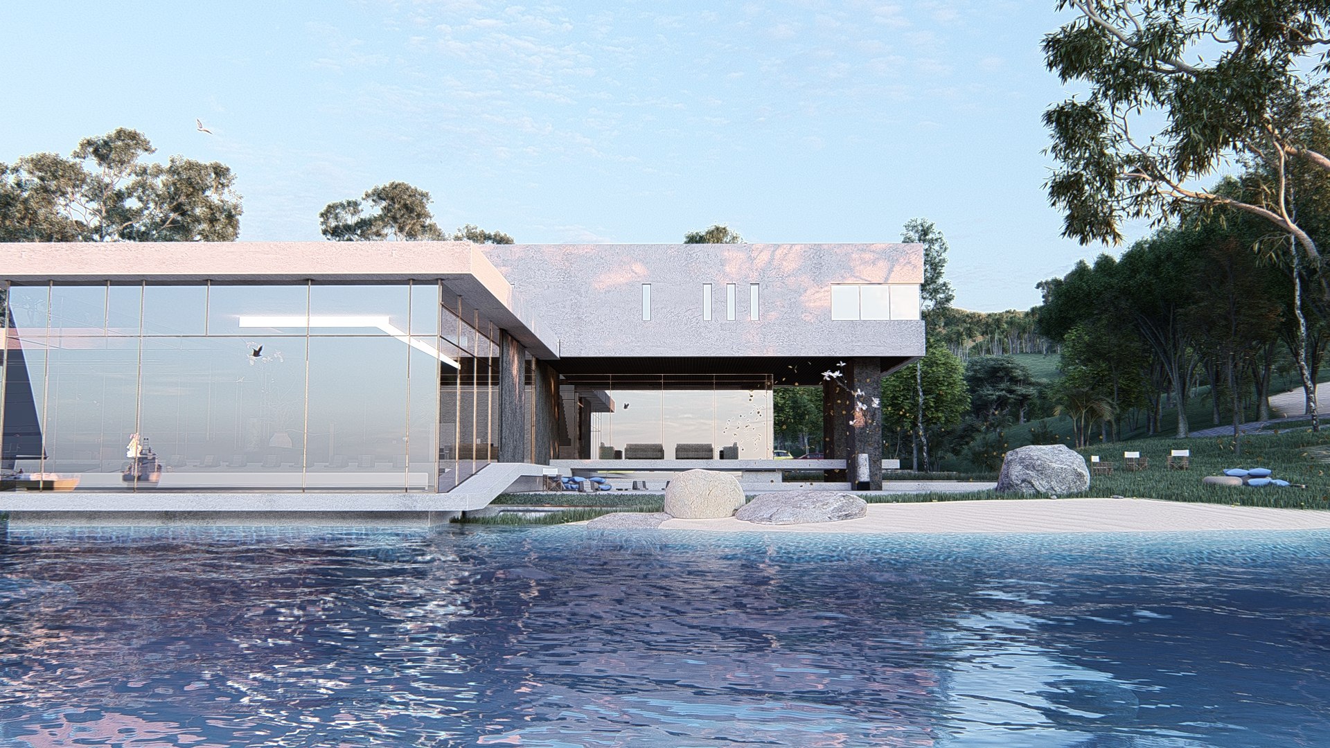 Super Modern Beach Luxury Villa House Revit N Lumion Building Model - TurboSquid 2128375