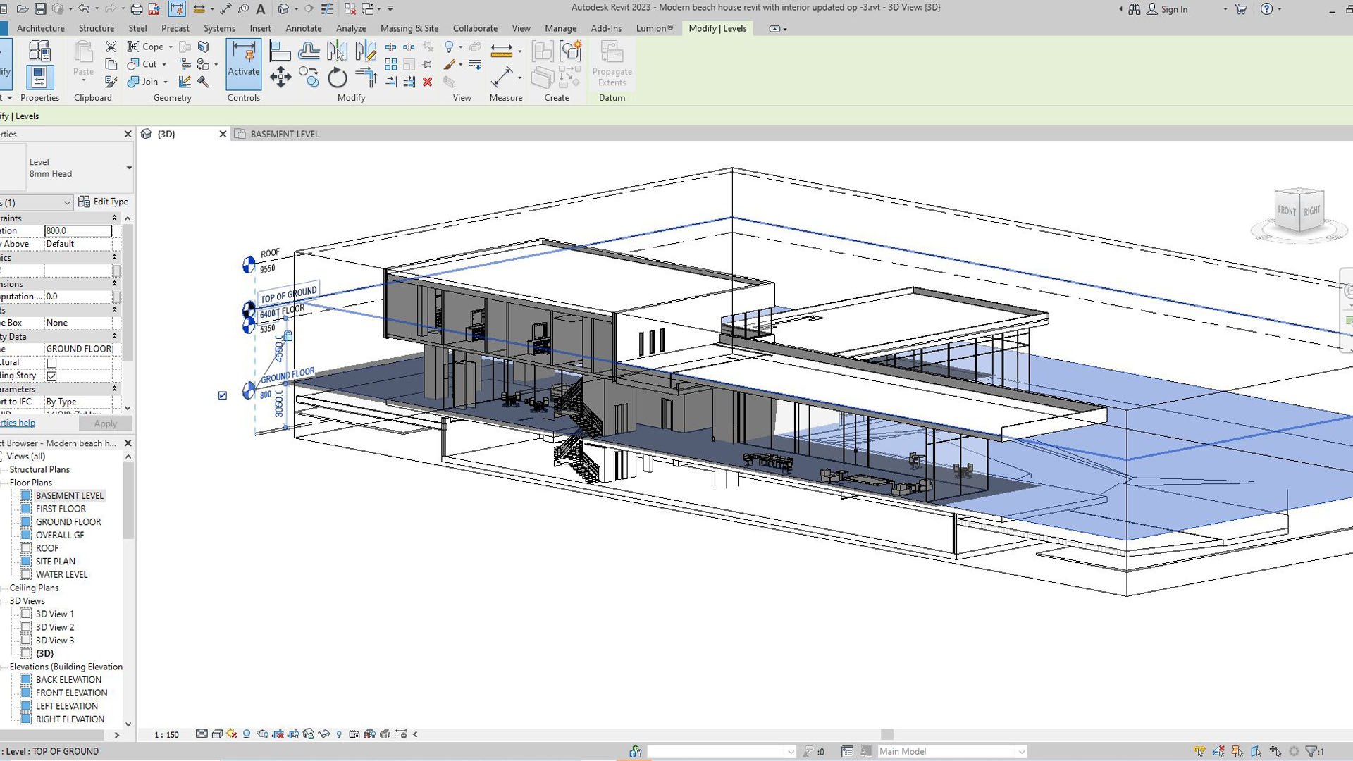 Super Modern Beach Luxury Villa House Revit N Lumion Building Model ...