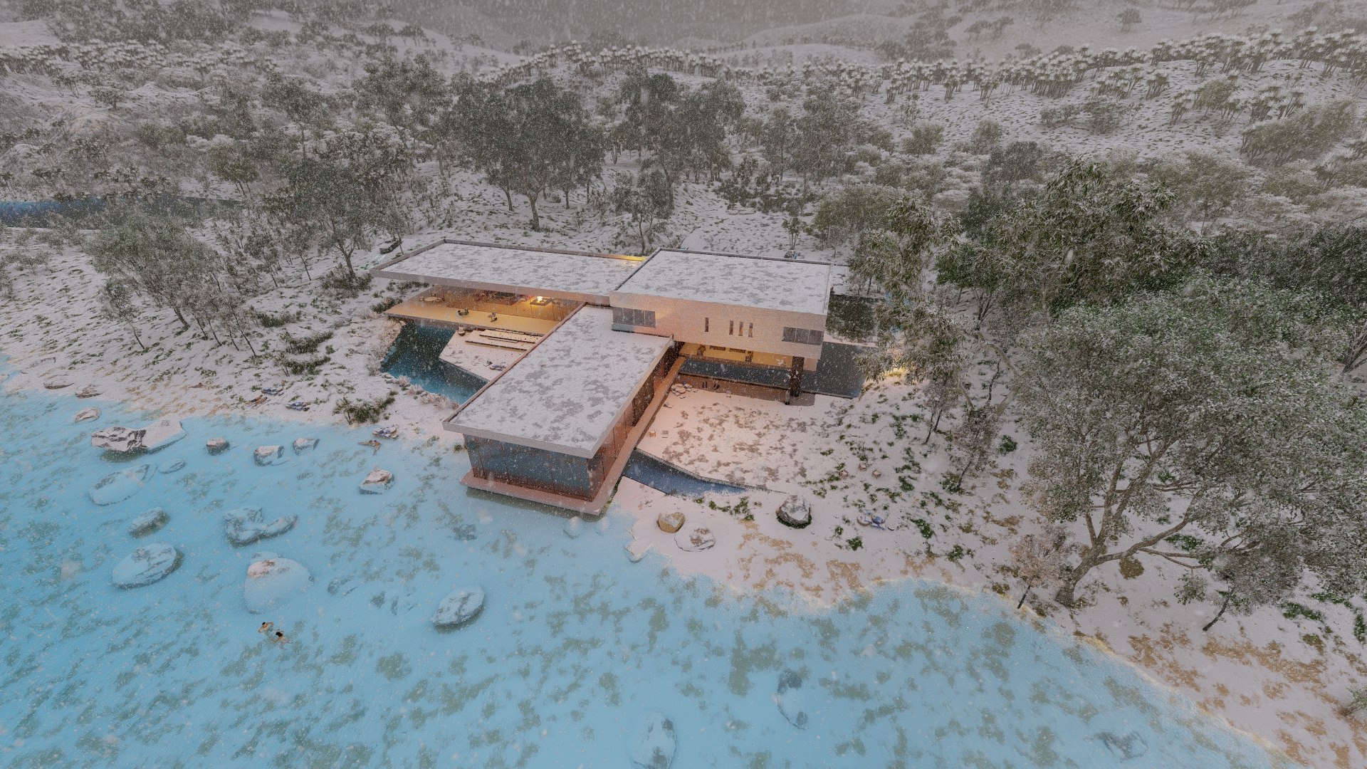 Super modern beach luxury villa house Revit n Lumion building model ...