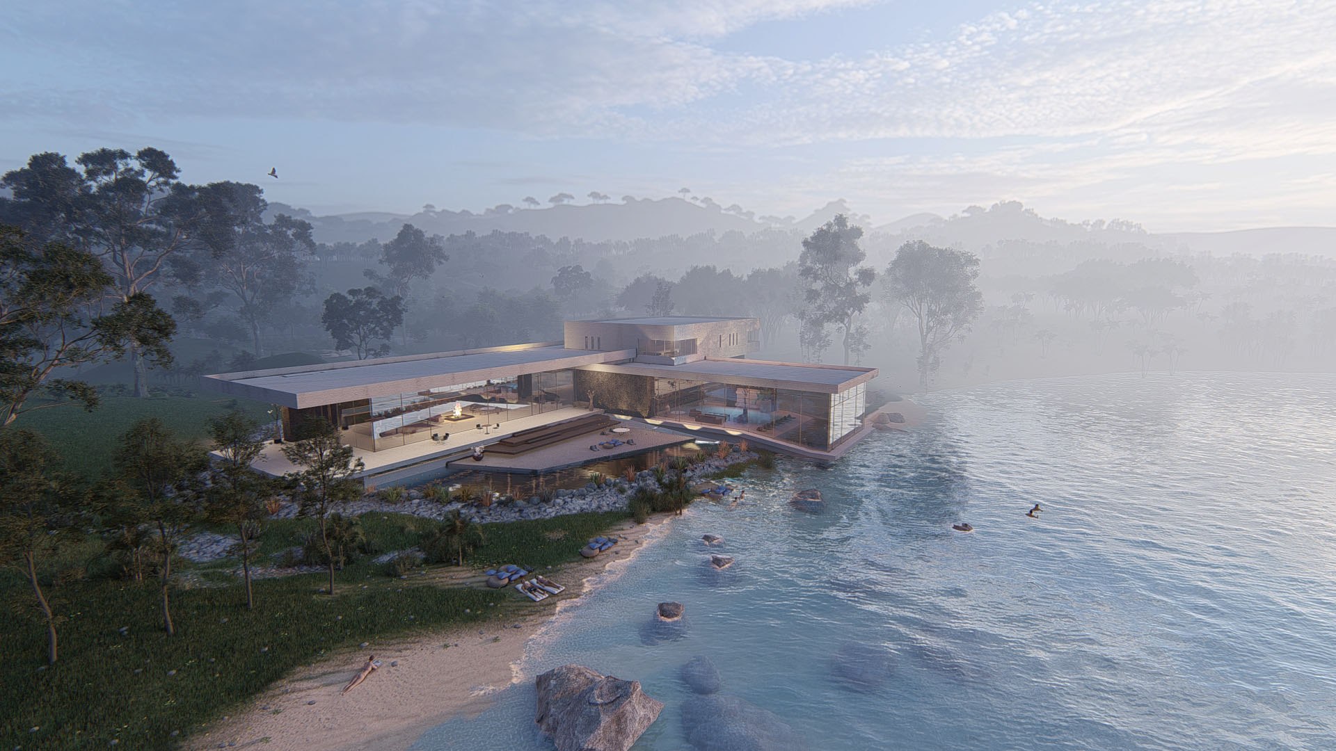 Super modern beach luxury villa house Revit n Lumion building model ...