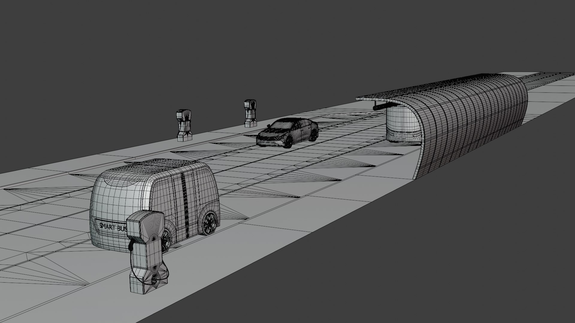Bus Stop With Ev Chargers 3D - TurboSquid 2191128
