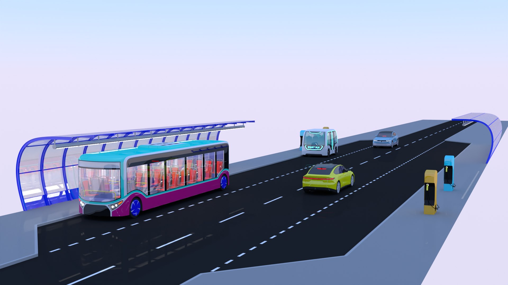 Bus Stop With Ev Chargers 3D - TurboSquid 2191128