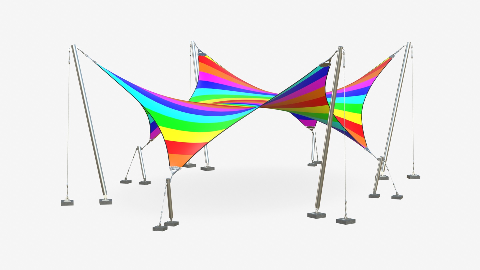 3D Tensile Structures Architecture Colorful - TurboSquid 1902577