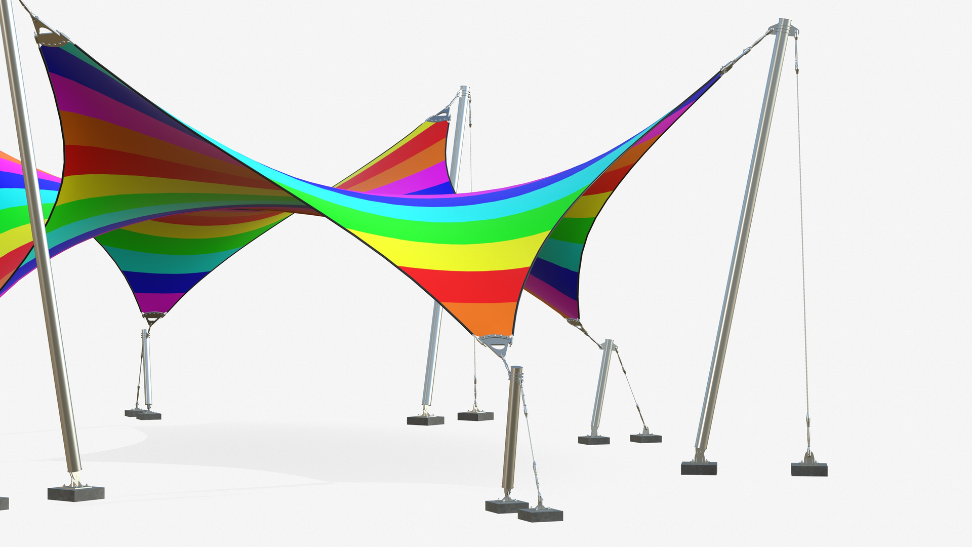 3D Tensile Structures Architecture Colorful - TurboSquid 1902577