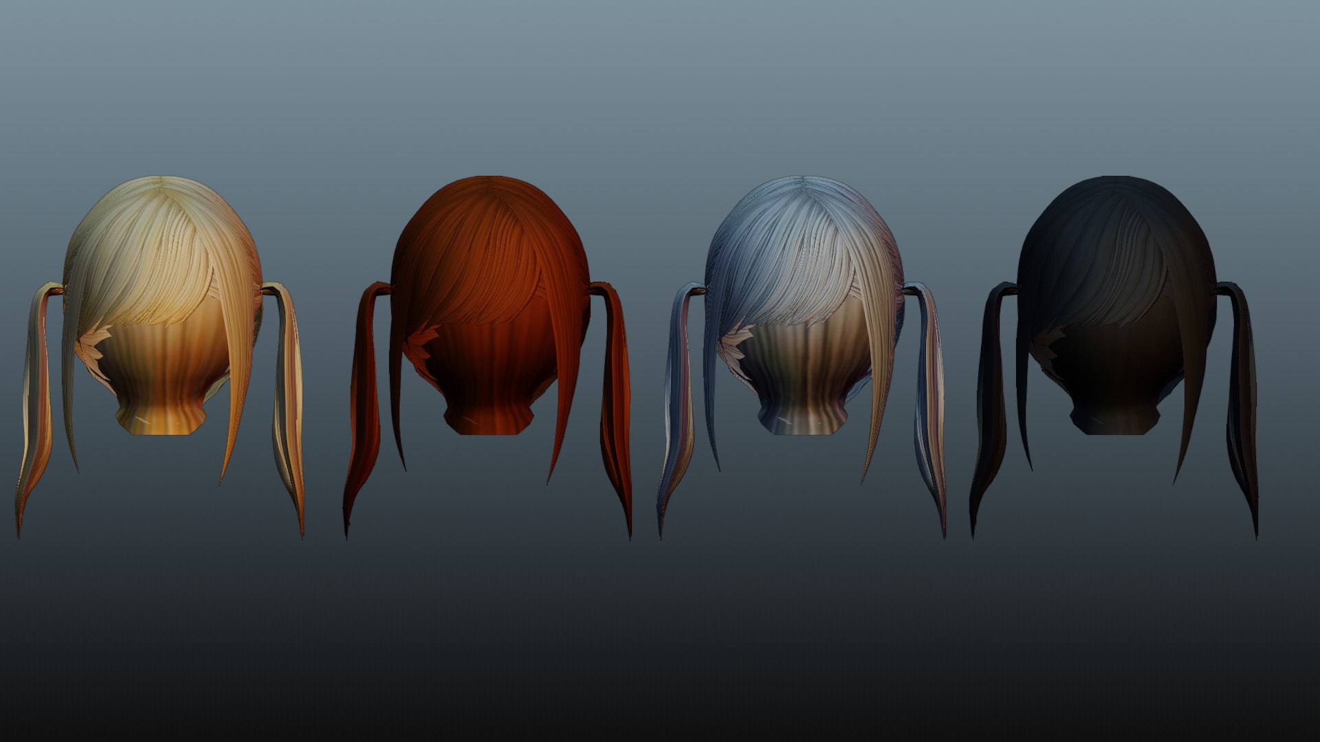 Female Hair 4 Colors Model - TurboSquid 2188788