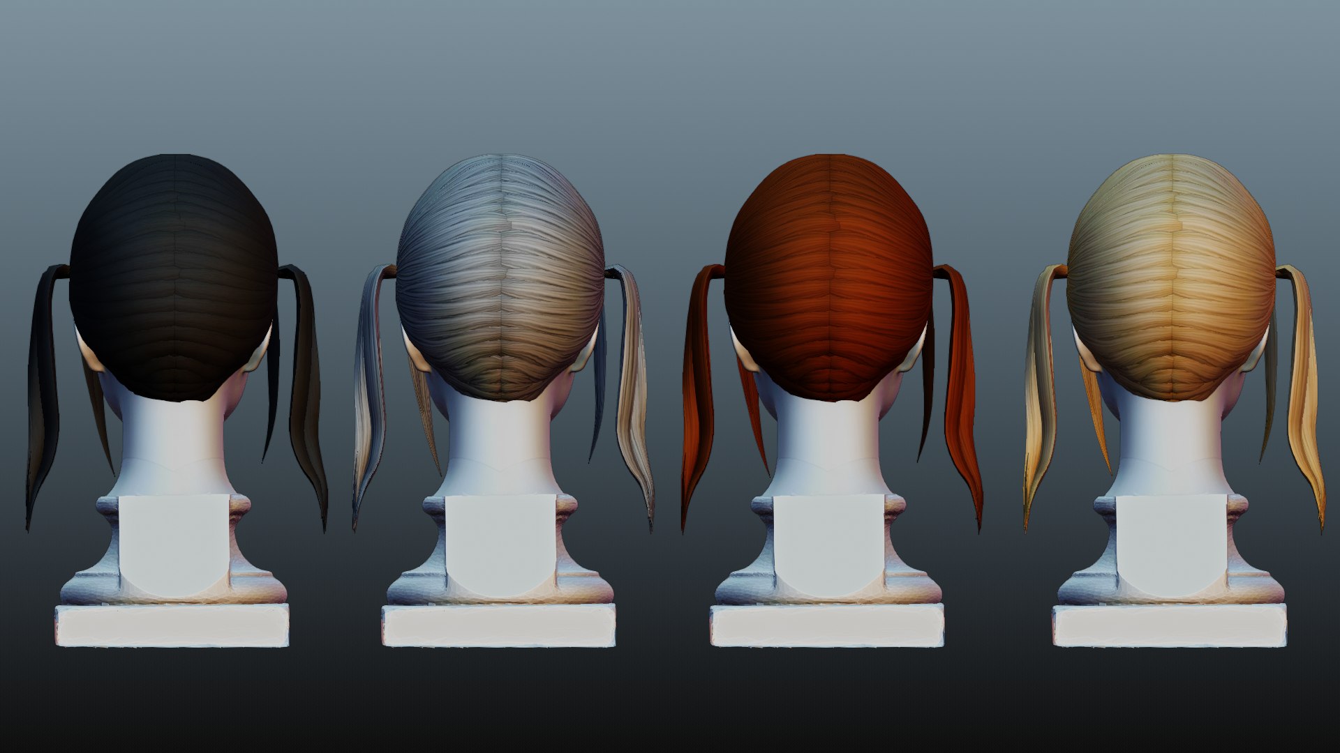 Female Hair 4 Colors Model - TurboSquid 2188788